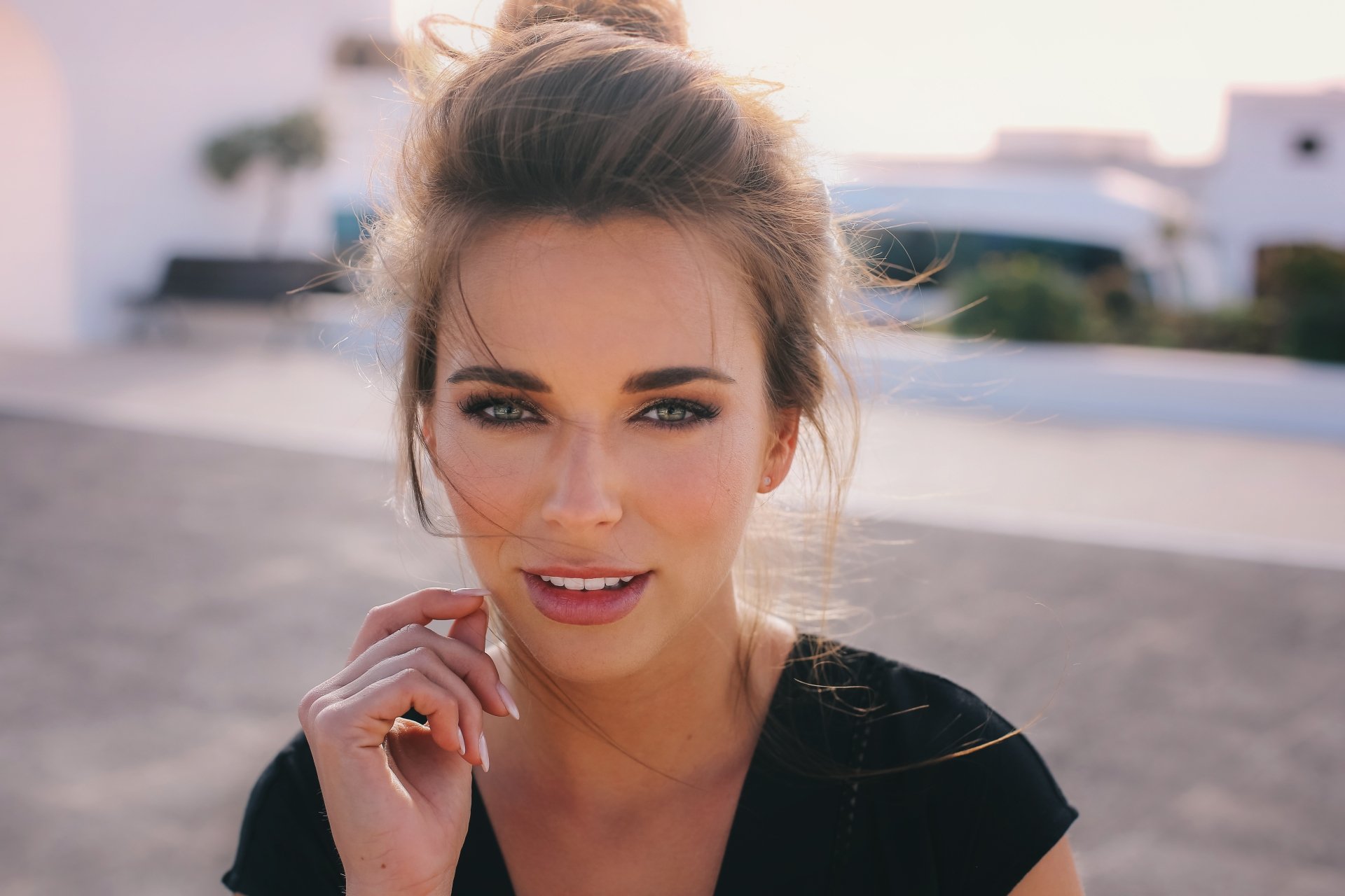 Download Depth Of Field Brunette Face Woman Model 4k Ultra HD Wallpaper ...