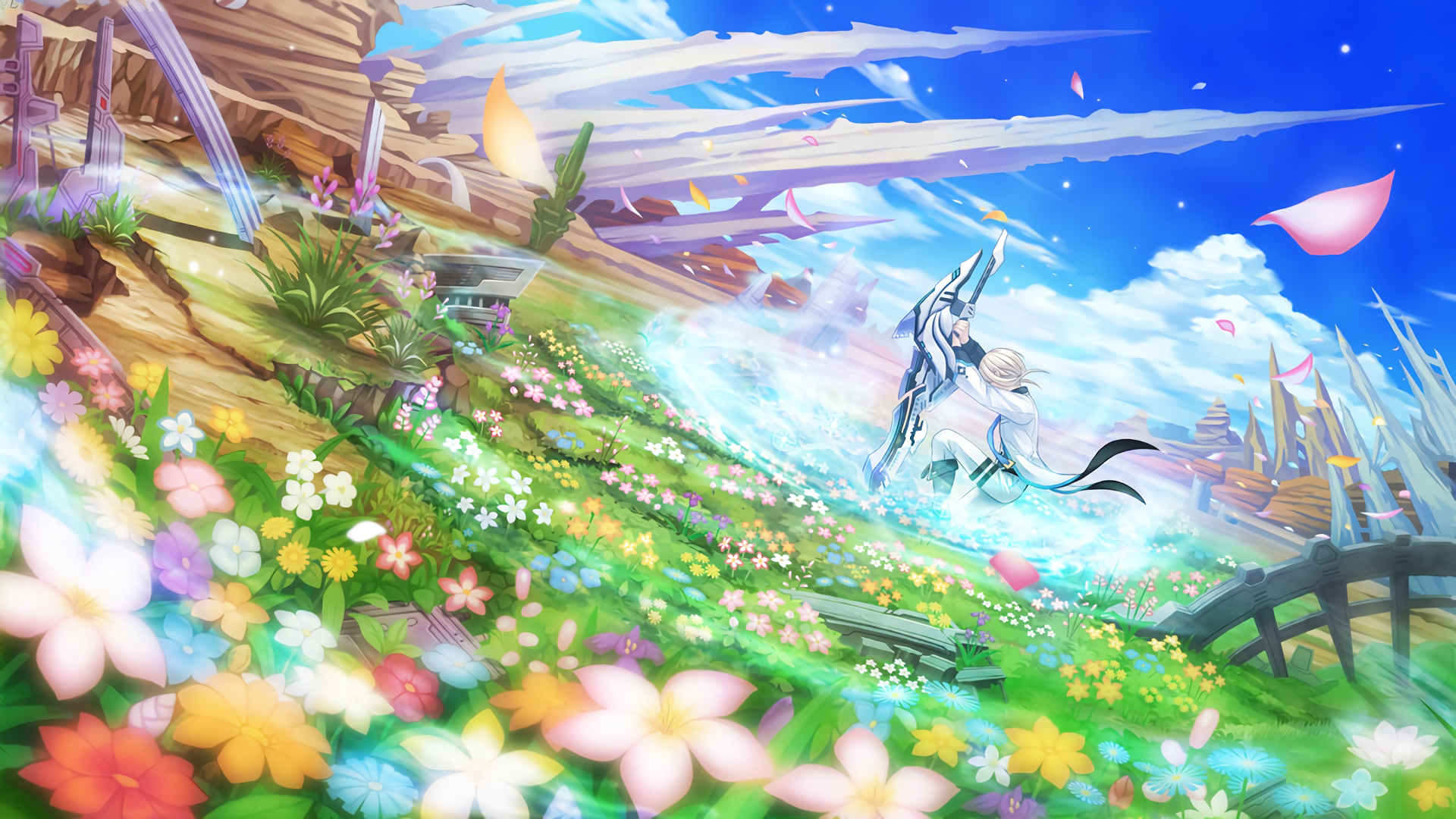 Fairy Fencer F HD Wallpaper – Vibrant Video Game Fantasy Scene by Tsunako