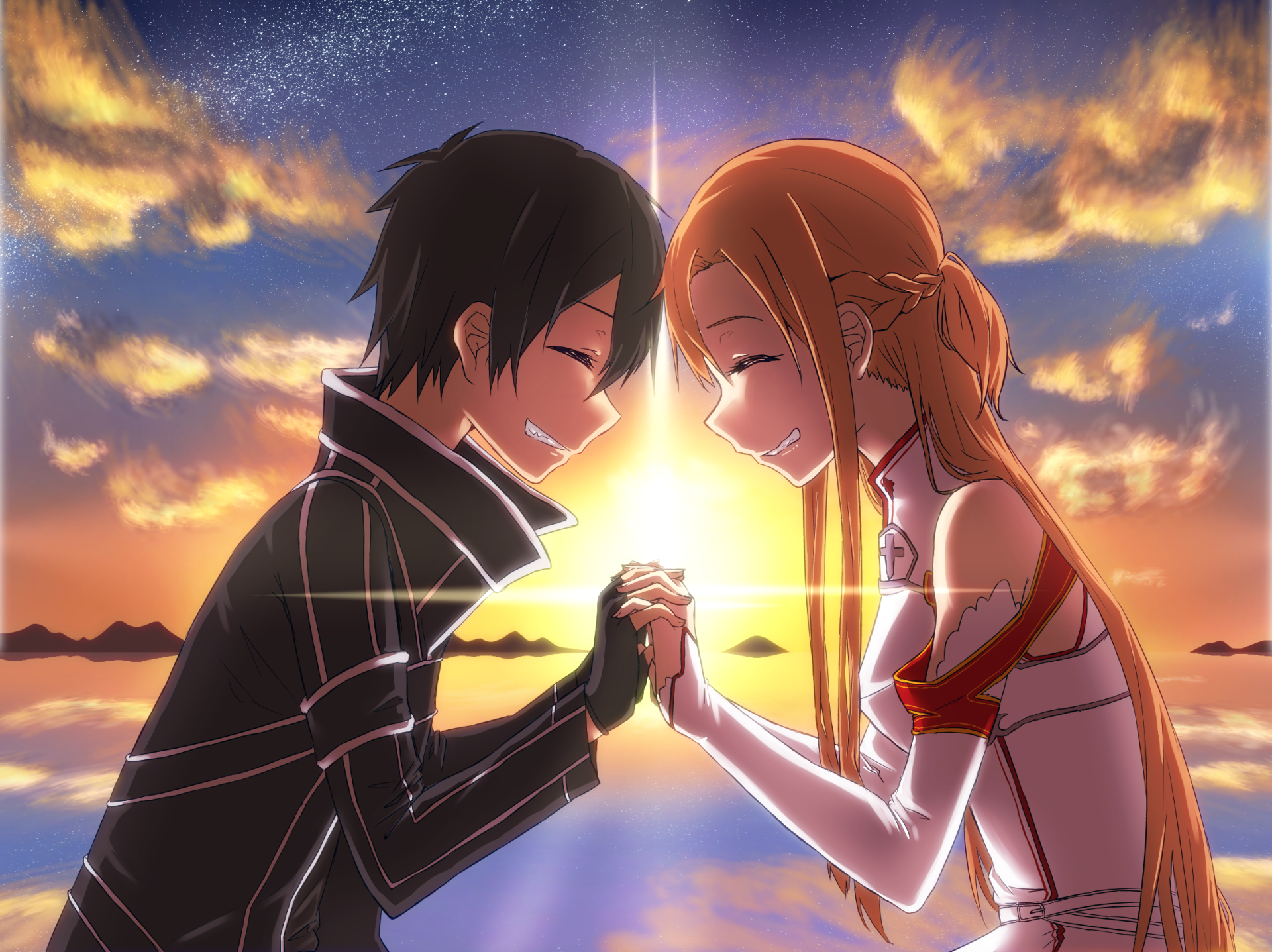 Sword Art Online HD Wallpaper: A Heartfelt Anime Moment at Sunset ...