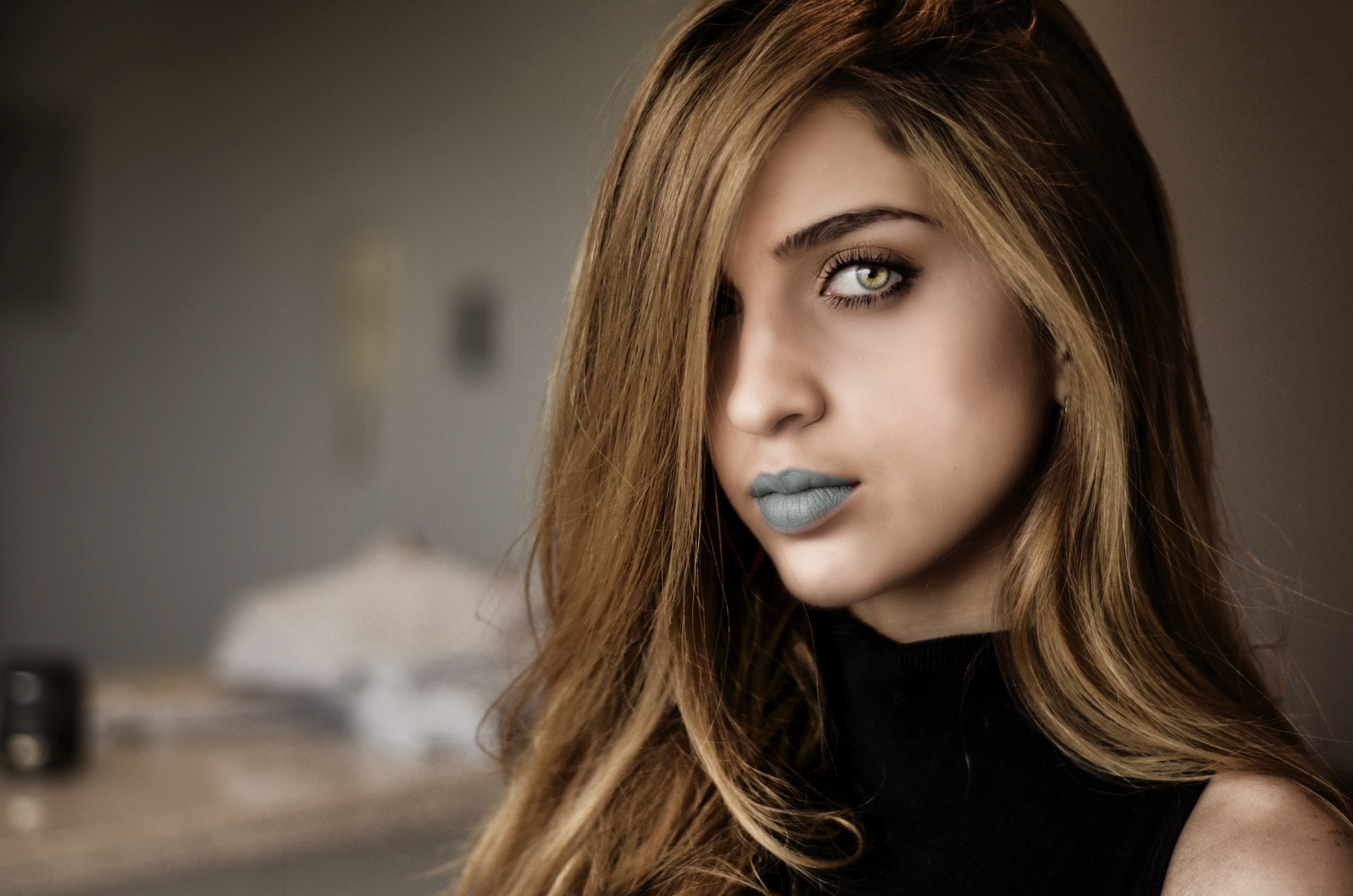 Download Face Brunette Lipstick Woman Model 4k Ultra HD Wallpaper