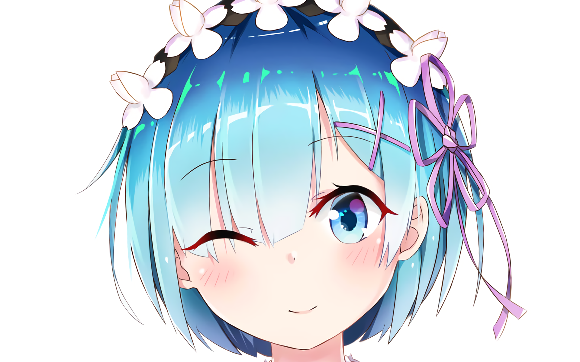Download Blue Eyes Blue Hair Wink Face Rem (Re:ZERO) Anime Re:Zero ...
