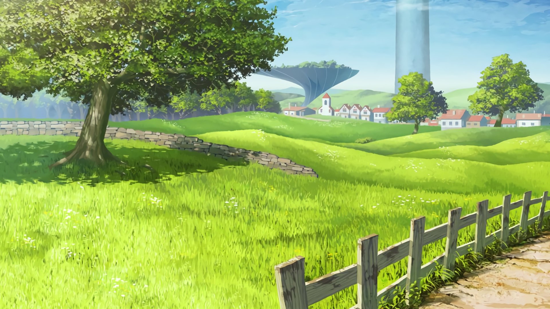 Sword Art Online HD Wallpaper: Serene Anime Landscape in Virtual World