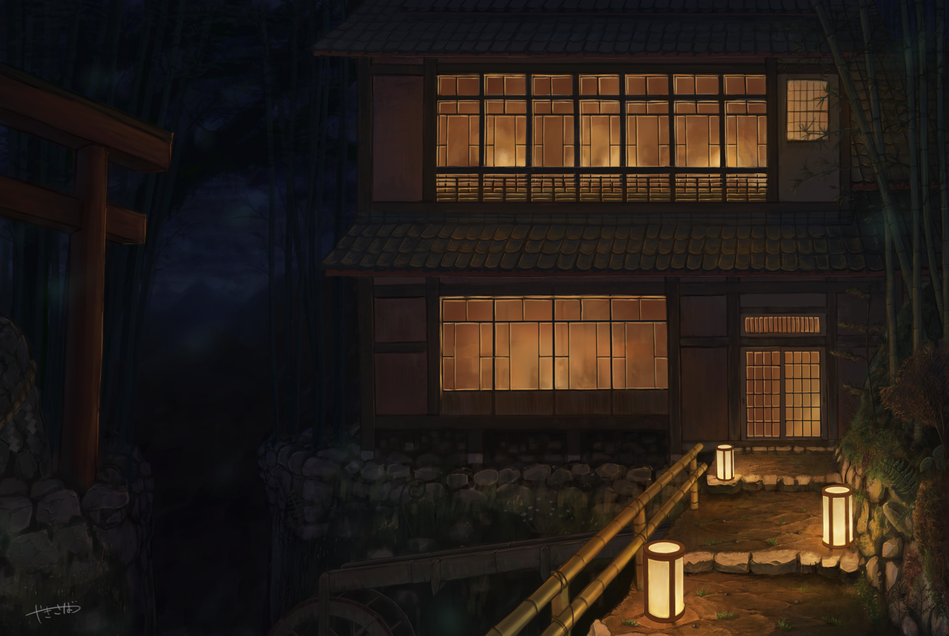 Download Anime Building HD Wallpaper | 3800x2550 | Wallpaper Abyss