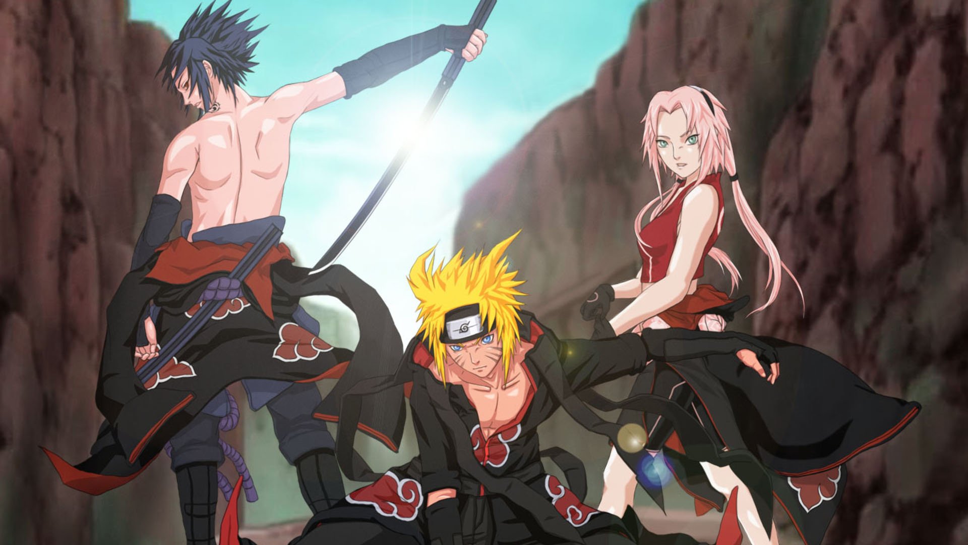 Naruto, Sasuke & Sakura HD Wallpaper – Epic Anime Trio in Action
