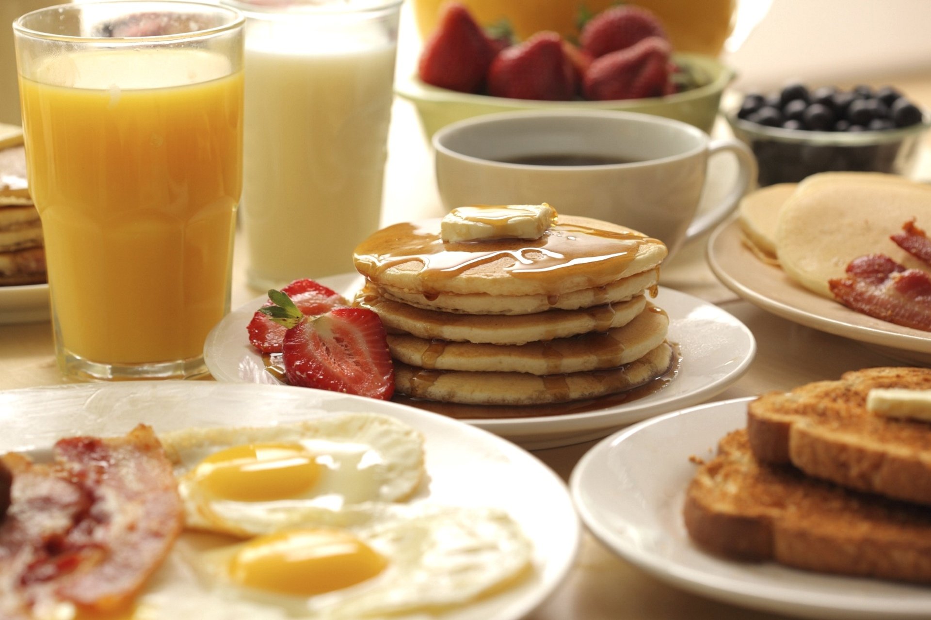 Sunny Breakfast Spread: Waffles, Eggs, Juice & More in HD