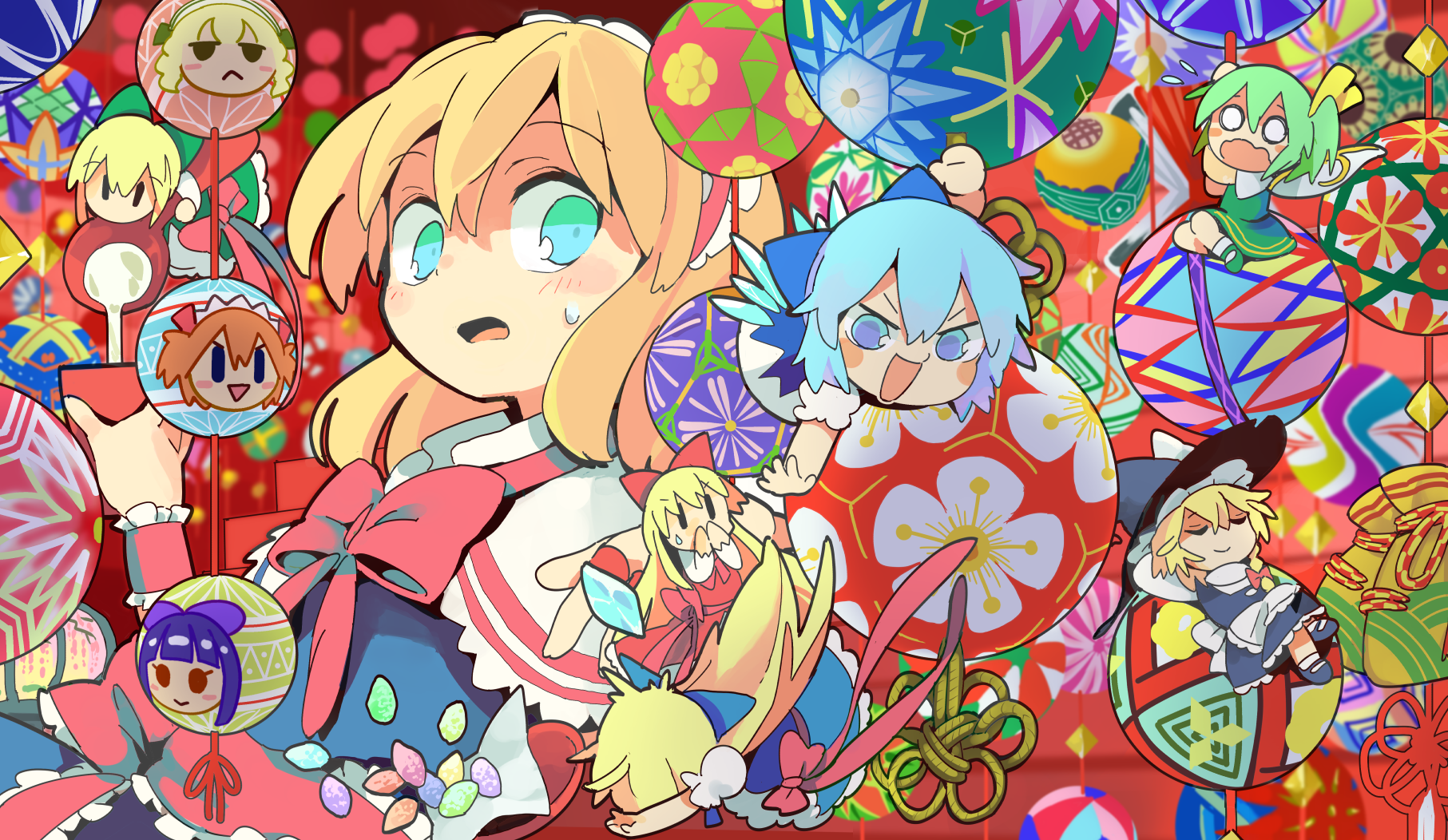Touhou Legends Unite: Cirno, Marisa & Alice in Vibrant Anime HD Wallpaper