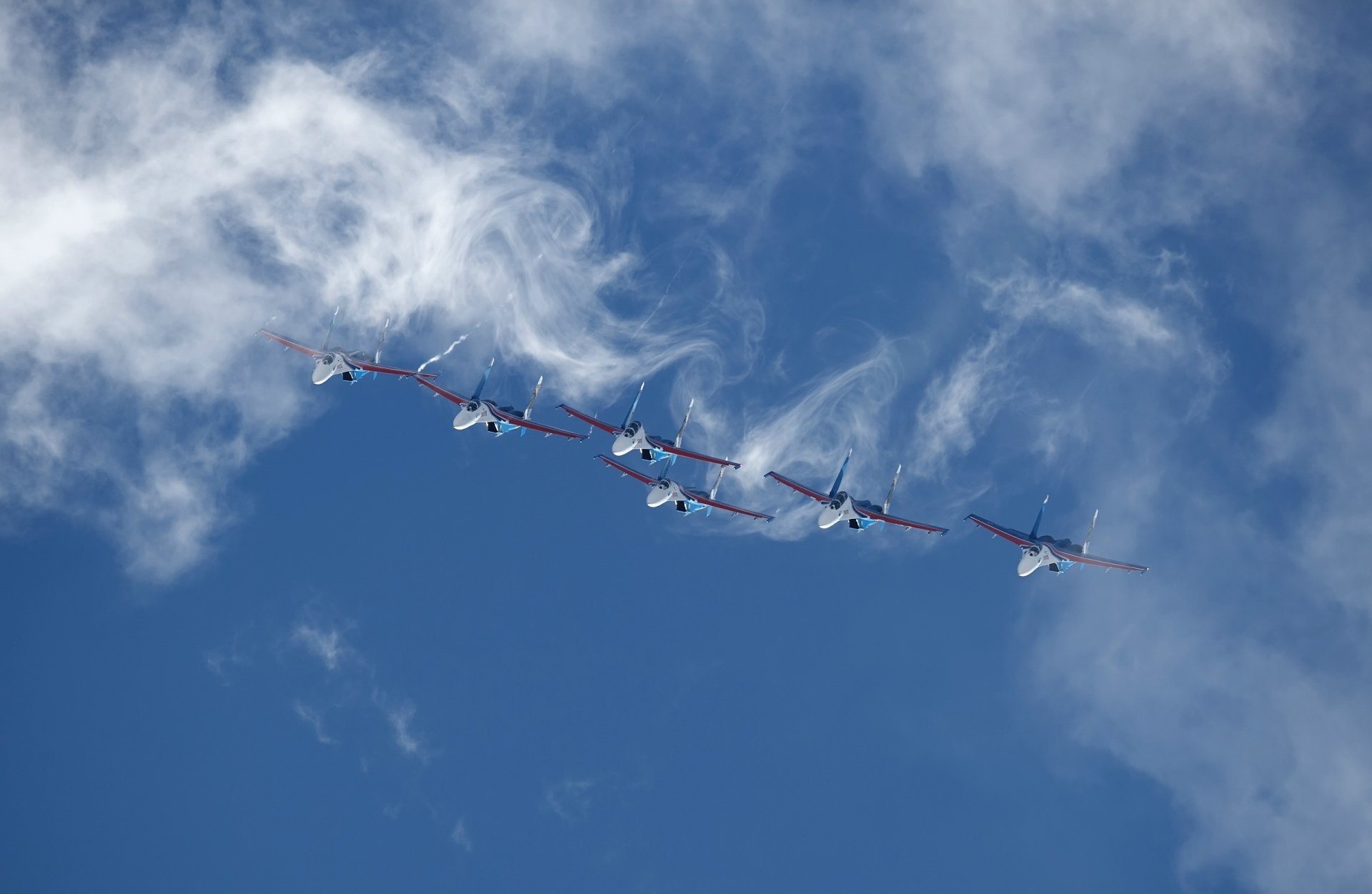 Sukhoi Su-27 Jet Fighters Soaring in Stunning HD Military Flight Wallpaper