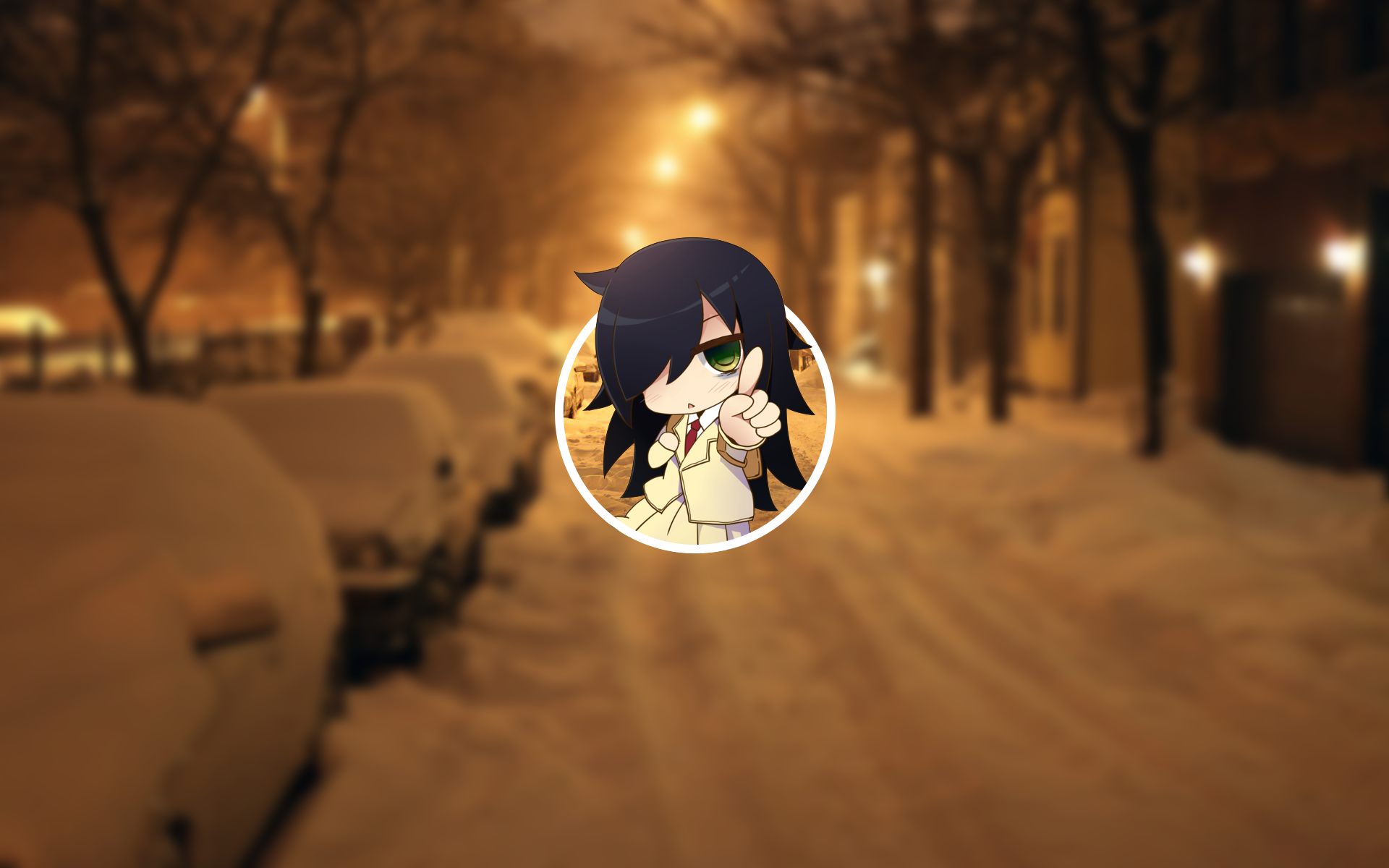 Watamote Winter Vibes: Snowy Night HD Anime Wallpaper