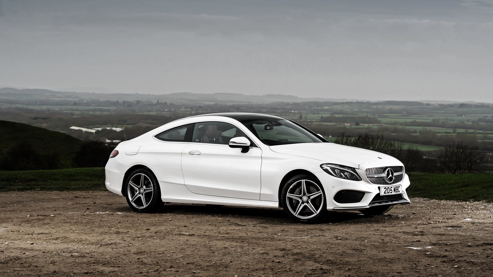 White Mercedes-Benz C-Class Coupe — 4K Ultra HD Wallpaper