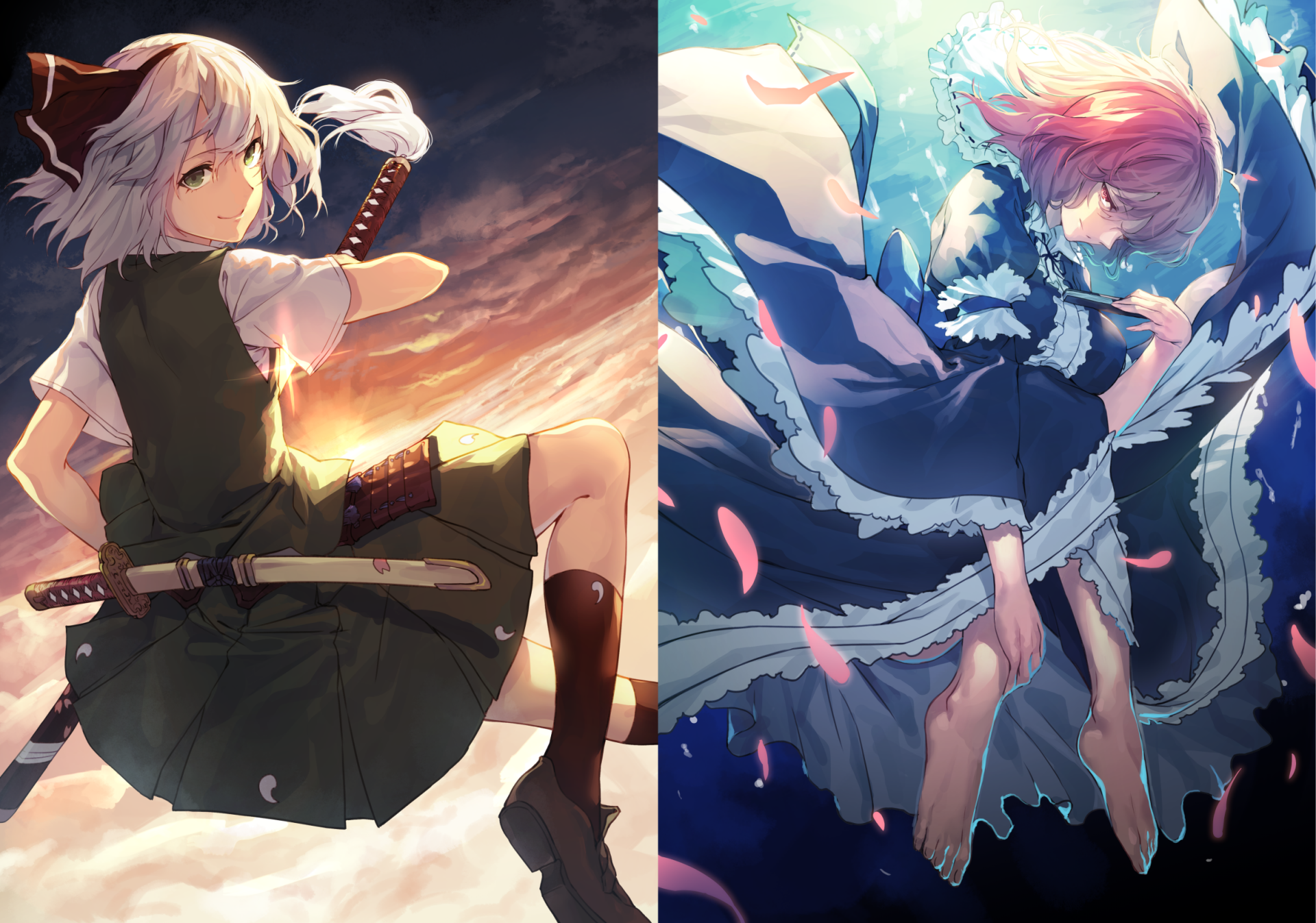 Download Yuyuko Saigyouji Youmu Konpaku Anime Touhou HD Wallpaper ...