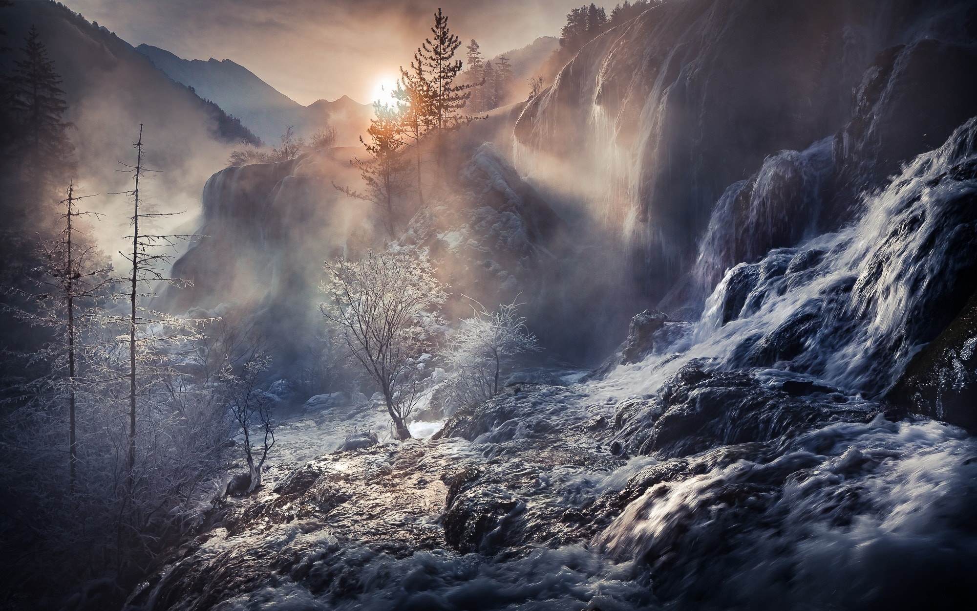Winter Morning Sunrise Wallpaper Waterfall Waterfall | Paul Reiffer