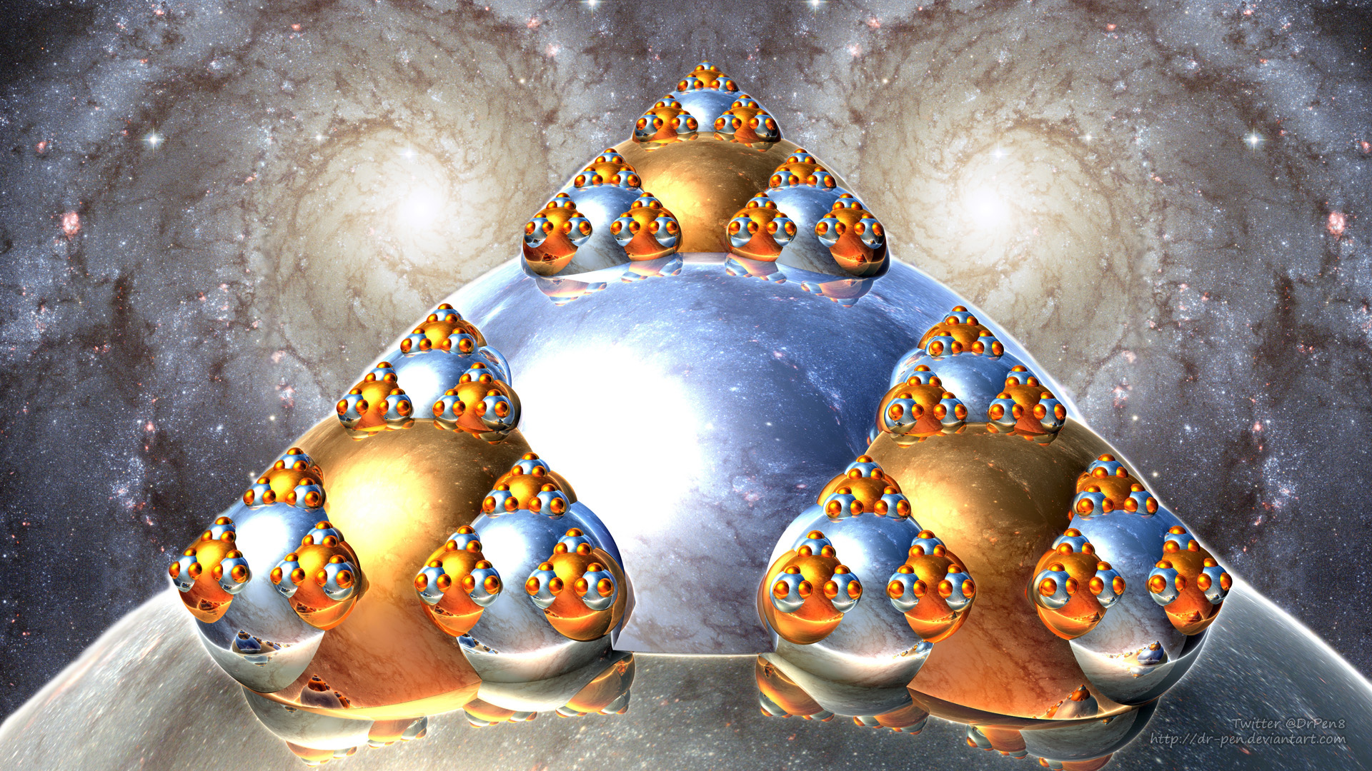 United Spheres in Space - 3d Fractal Art by Dr-Pen