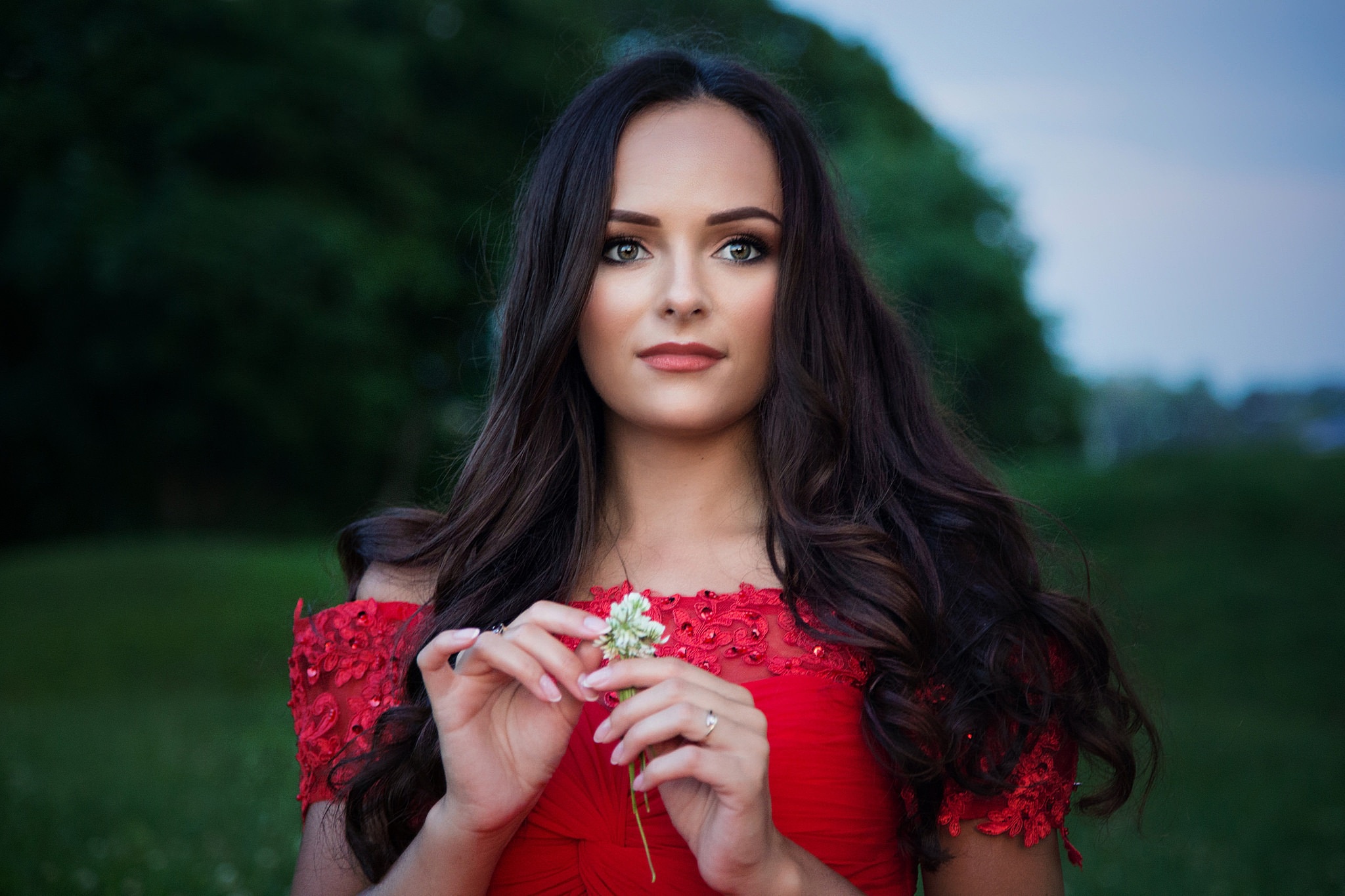 Download Depth Of Field Brunette Woman Model HD Wallpaper by Inese Stoner