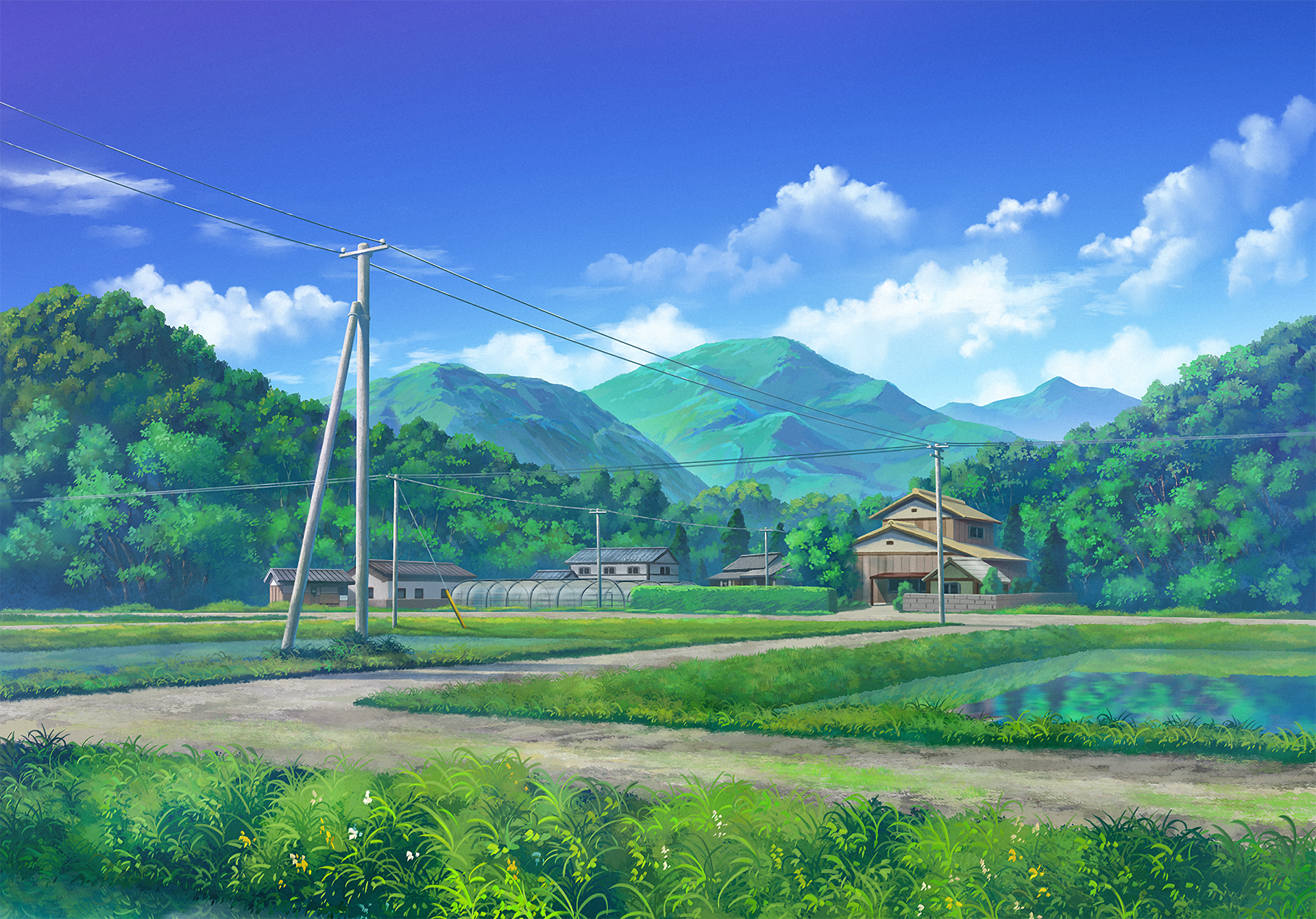 Serene Anime Countryside - HD Wallpaper