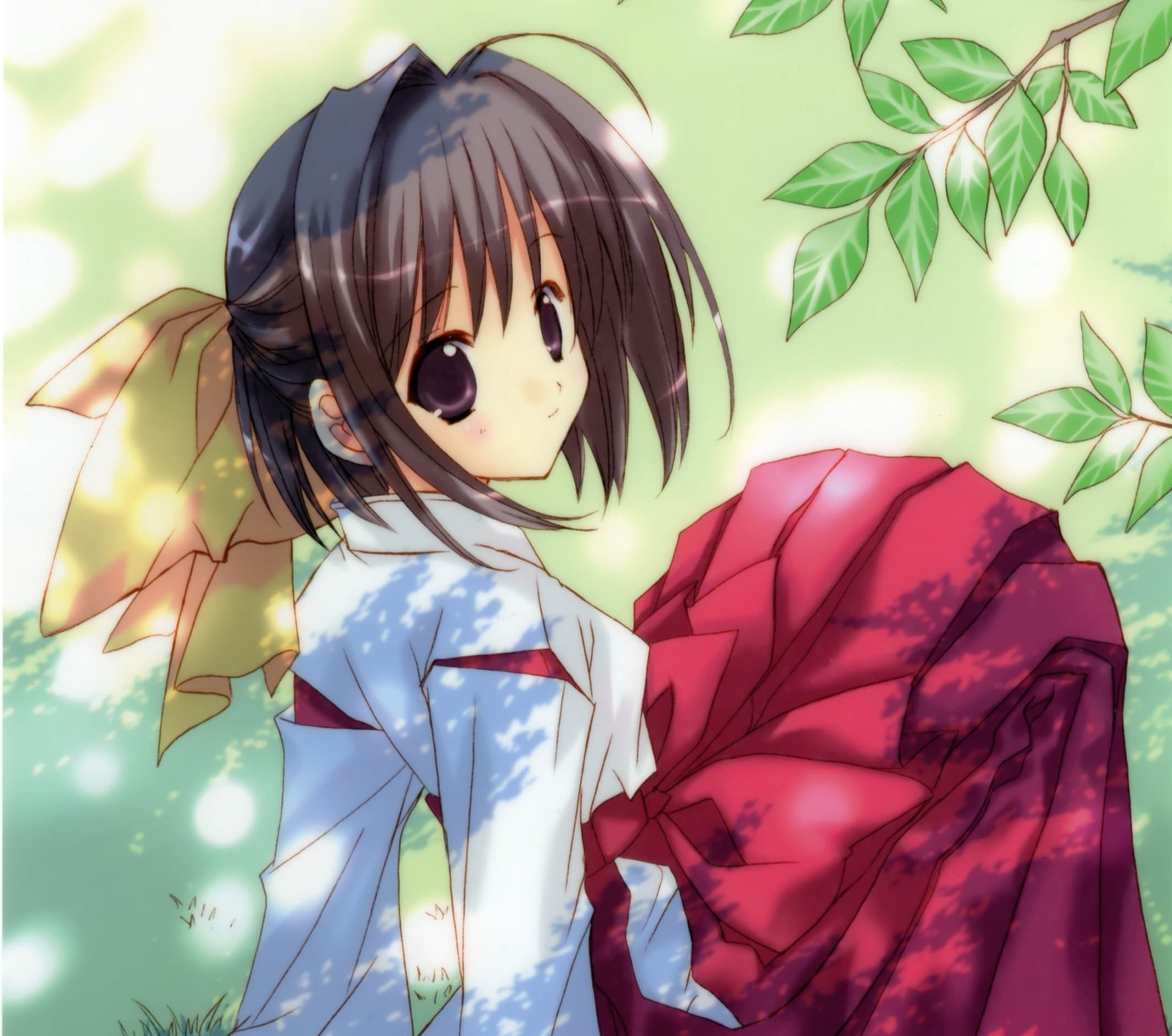 Download Black Eyes Smile Blush Black Hair Ribbon Miko Outfit Anime ...