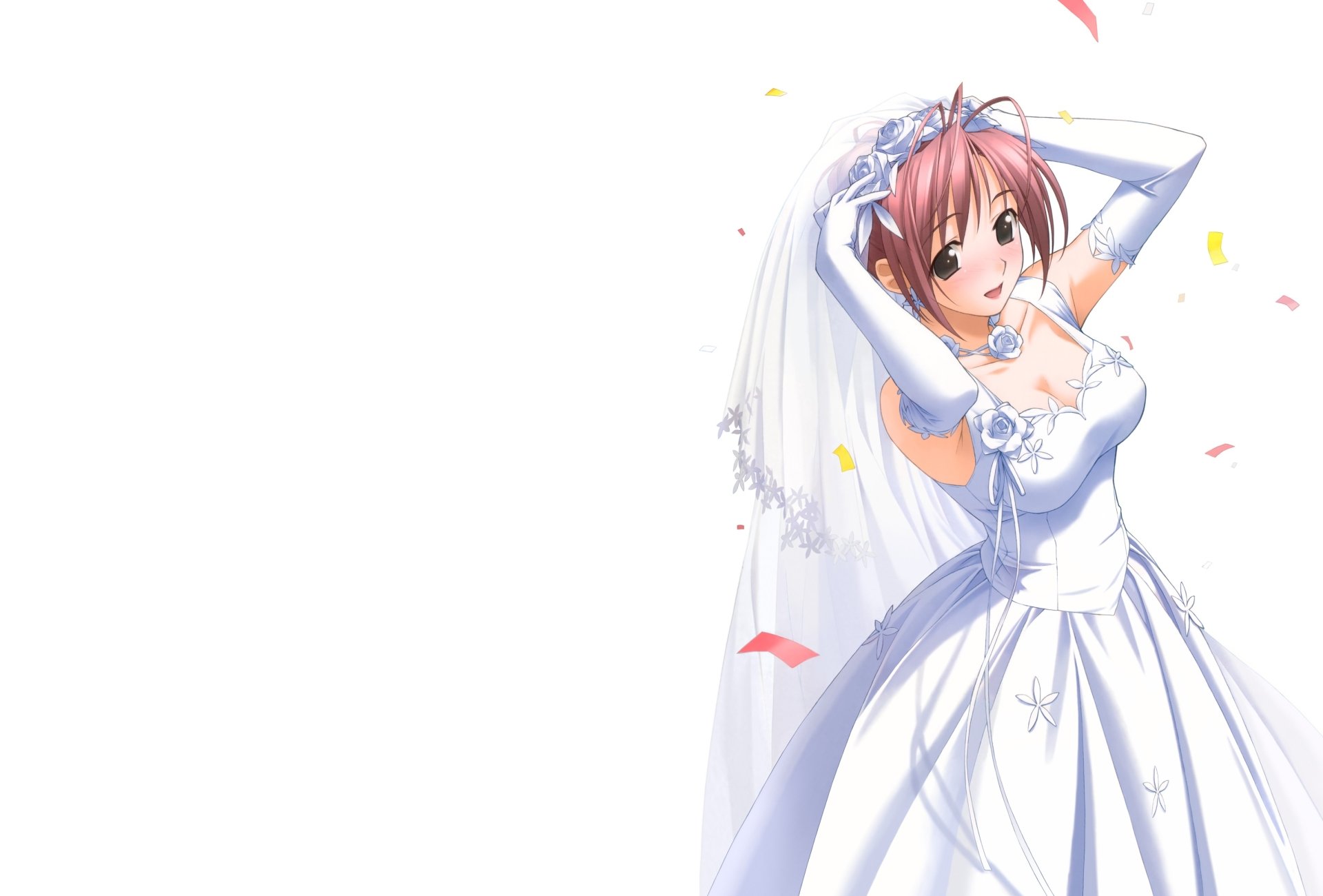 Radiant Bride: Anime Wedding Bliss with Veil and Confetti by Hashimoto ...