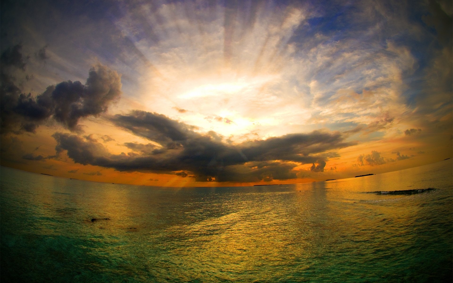 Download Horizon Sea Ocean Sunshine Sunbeam Cloud Nature Sunset HD ...