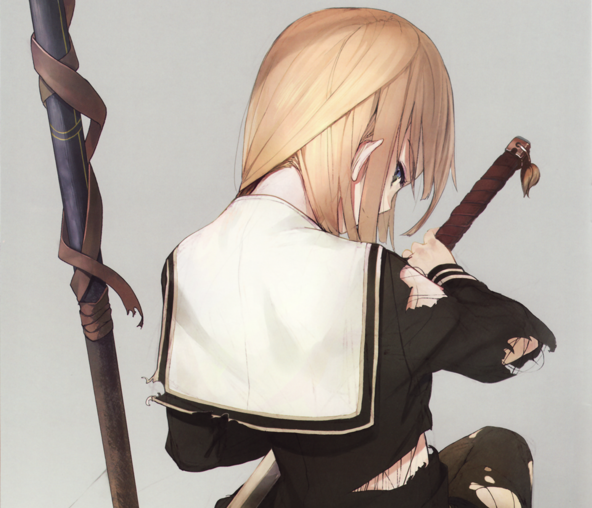 Download Blue Eyes Sword Blonde Short Hair Anime Original HD Wallpaper ...
