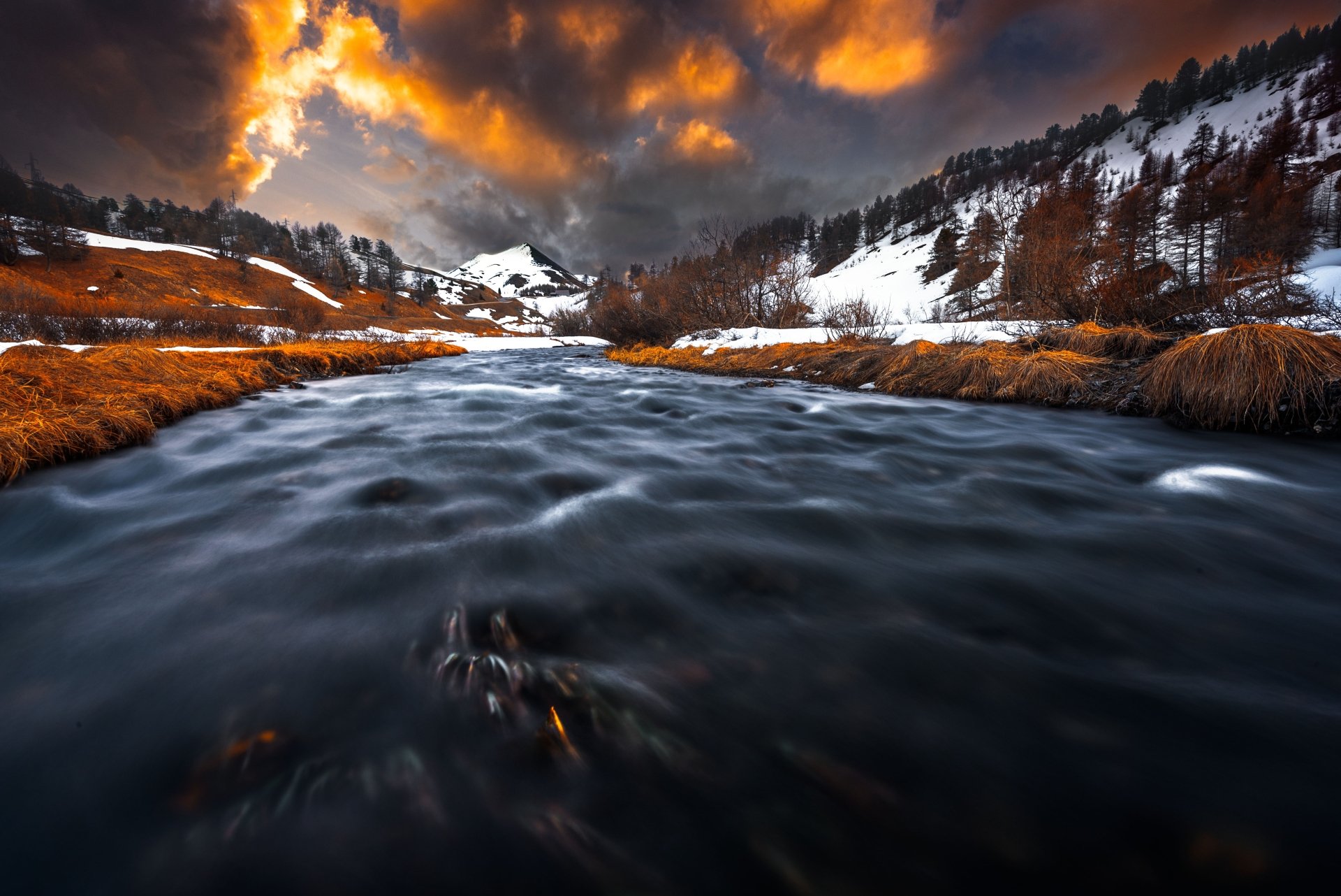 Download Winter Nature River 4k Ultra HD Wallpaper
