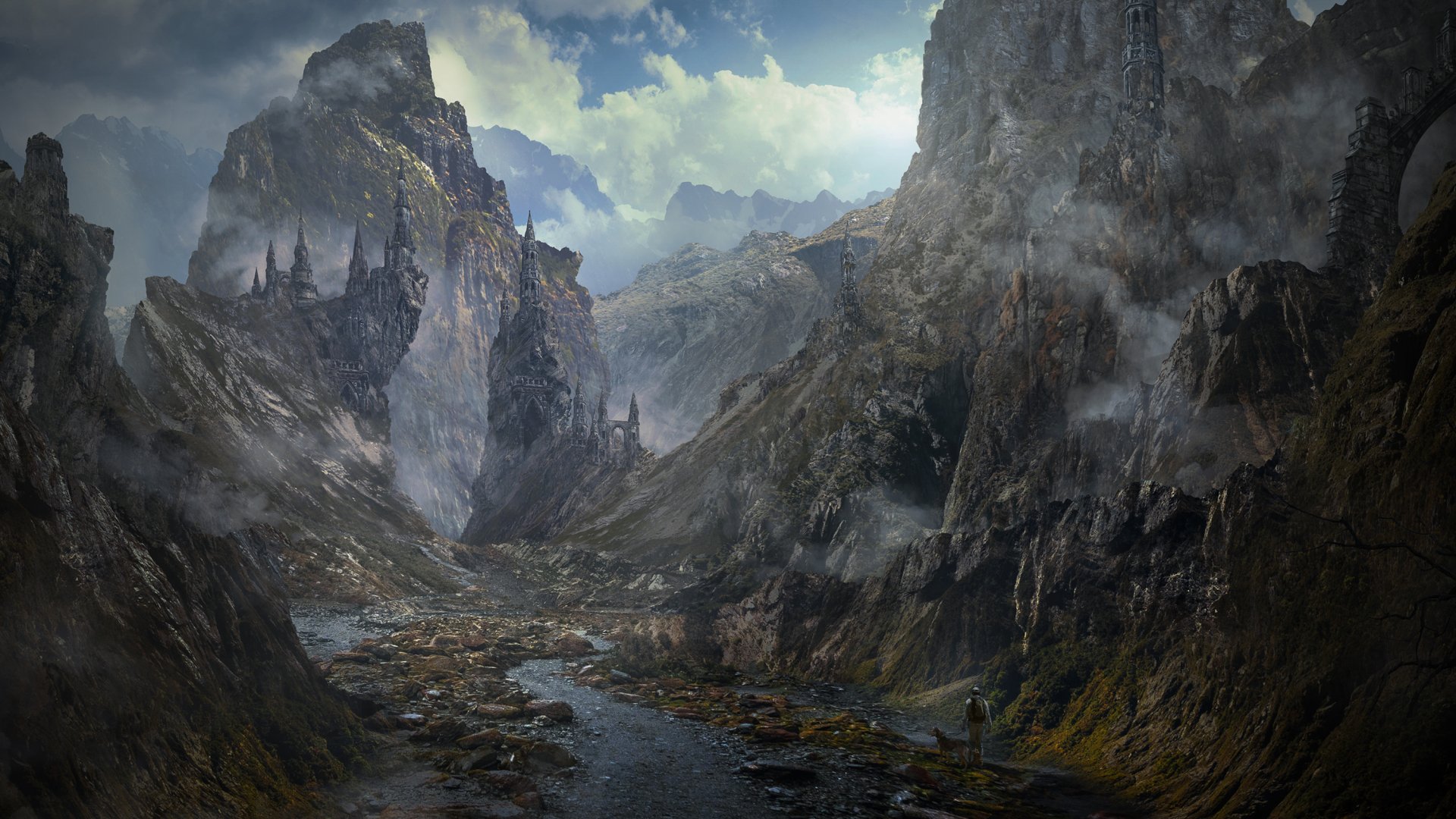 Post-Apocalyptic Mountain Ruins: A Sci-Fi Landscape in HD by Byzwa Dher