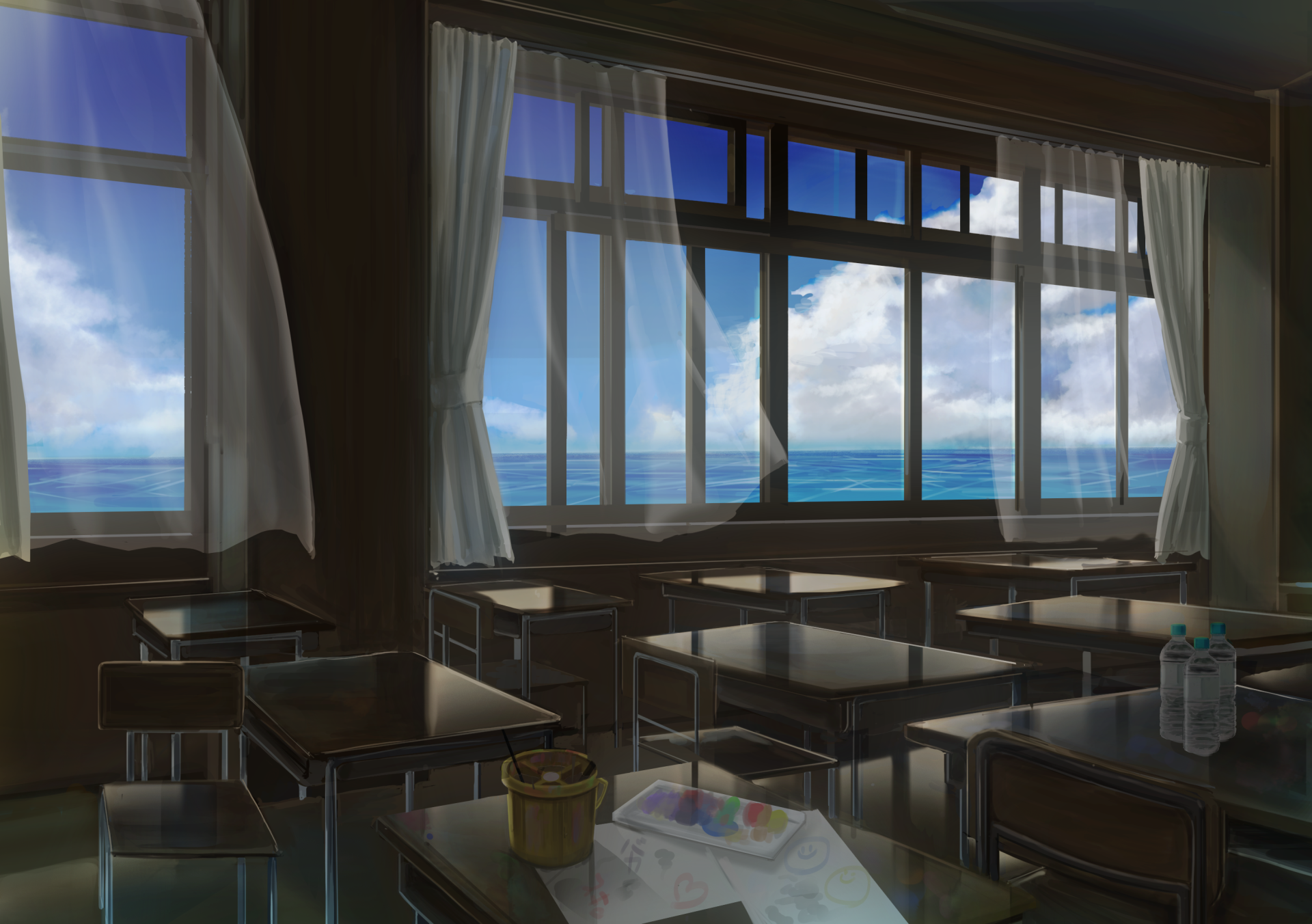 Anime Classroom Window Background