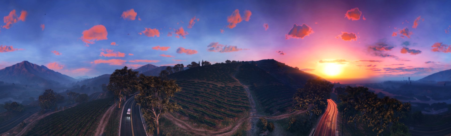 Download Mountain Sun Road Cloud Sky Panorama Video Game Grand Theft ...