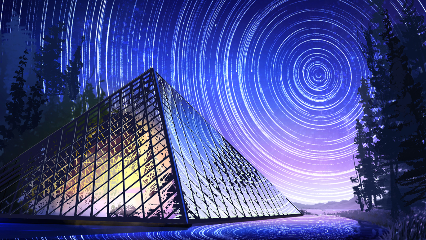 Download Reflection Light Night Comet Pyramid Anime Original Anime ...