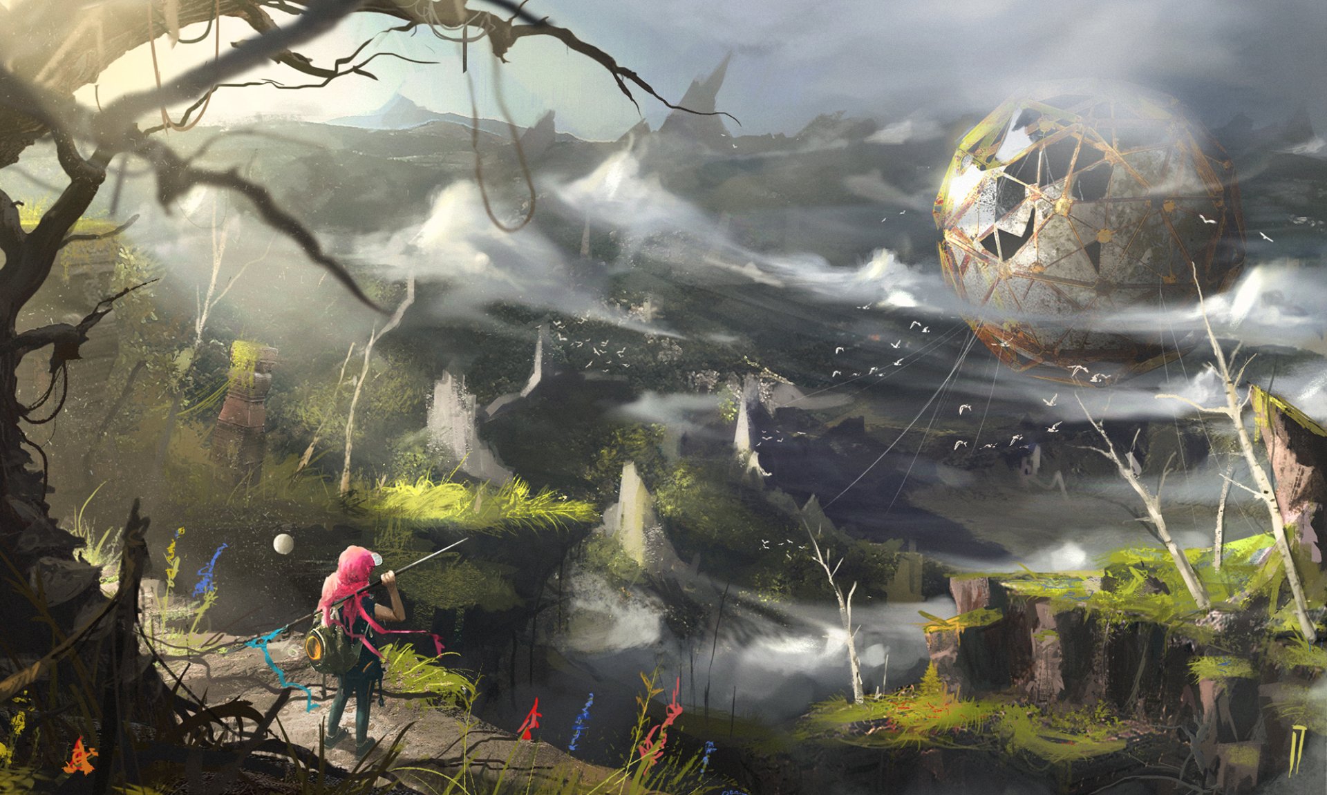 Download Sphere Sci Fi Landscape HD Wallpaper by Ismail Inceoglu