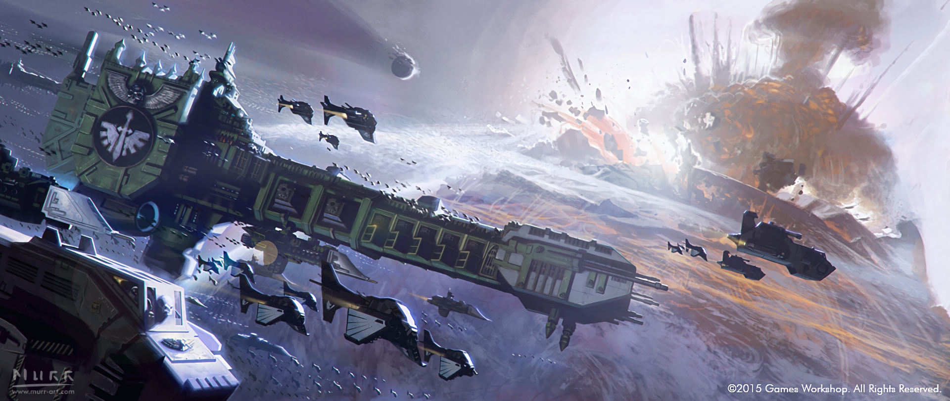 Epic Warhammer 40K Space Battle HD Wallpaper – Video Game Art