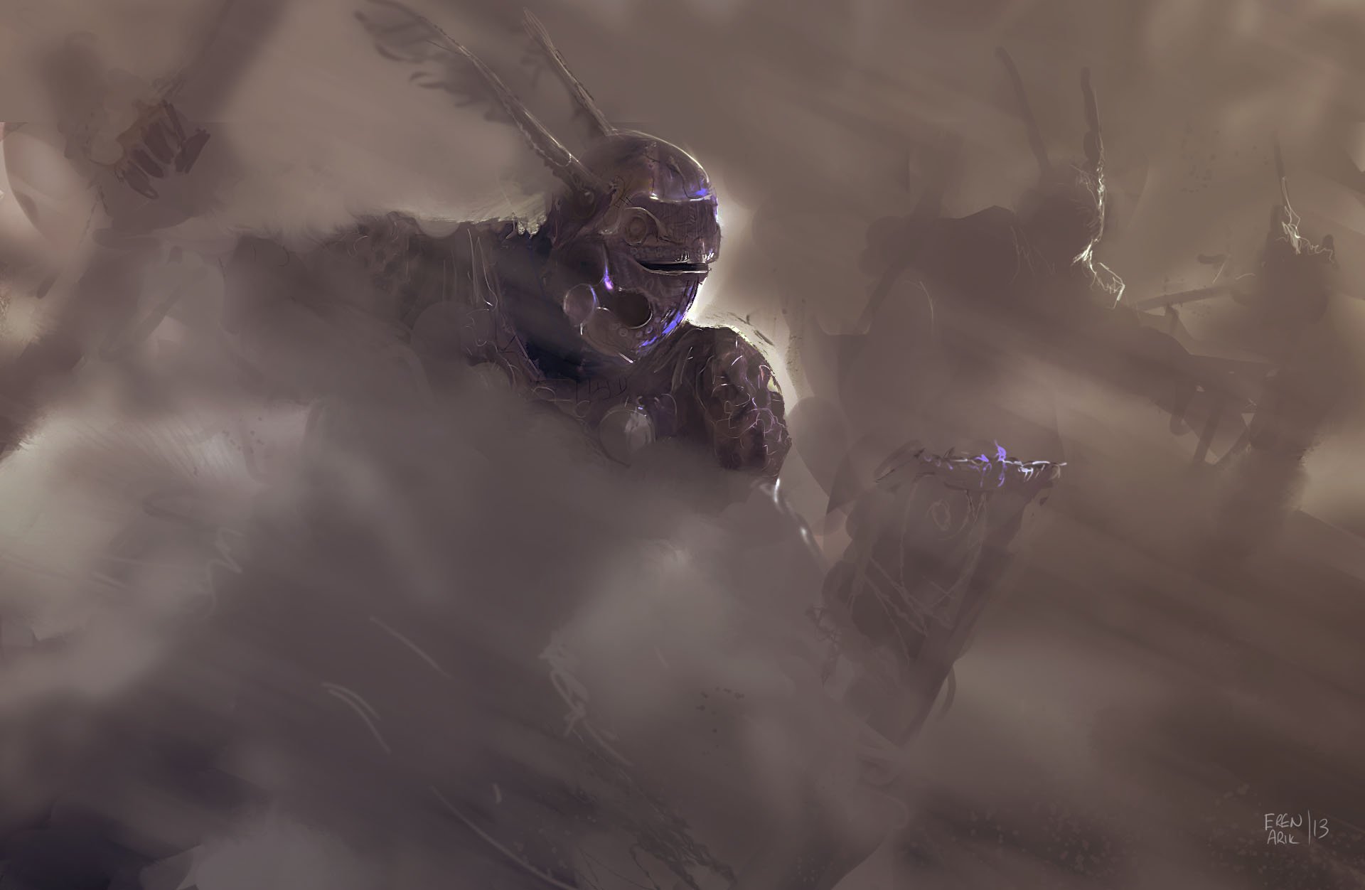 Fogbound Fantasy Warrior HD Wallpaper by Eren Arik