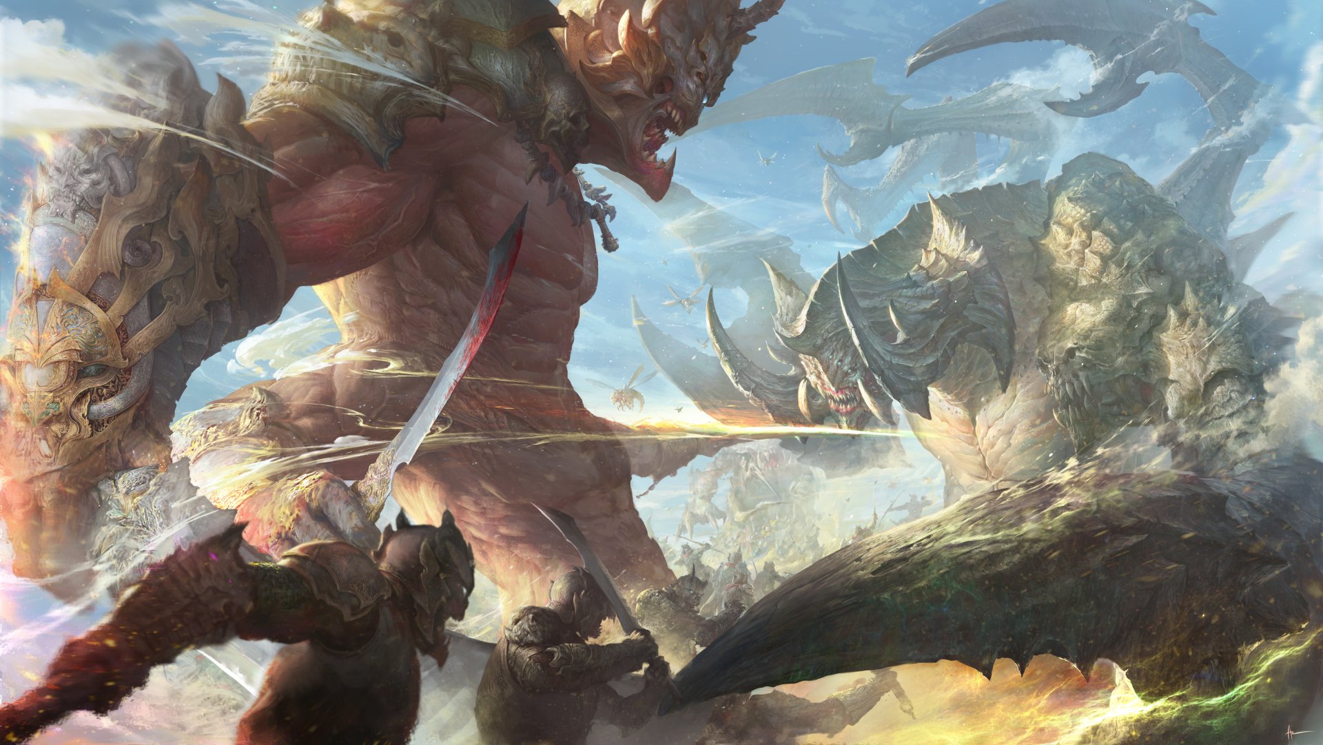 4K Ultra HD: Colossal Fantasy Warriors Clash in Epic Battle by ANG-angg
