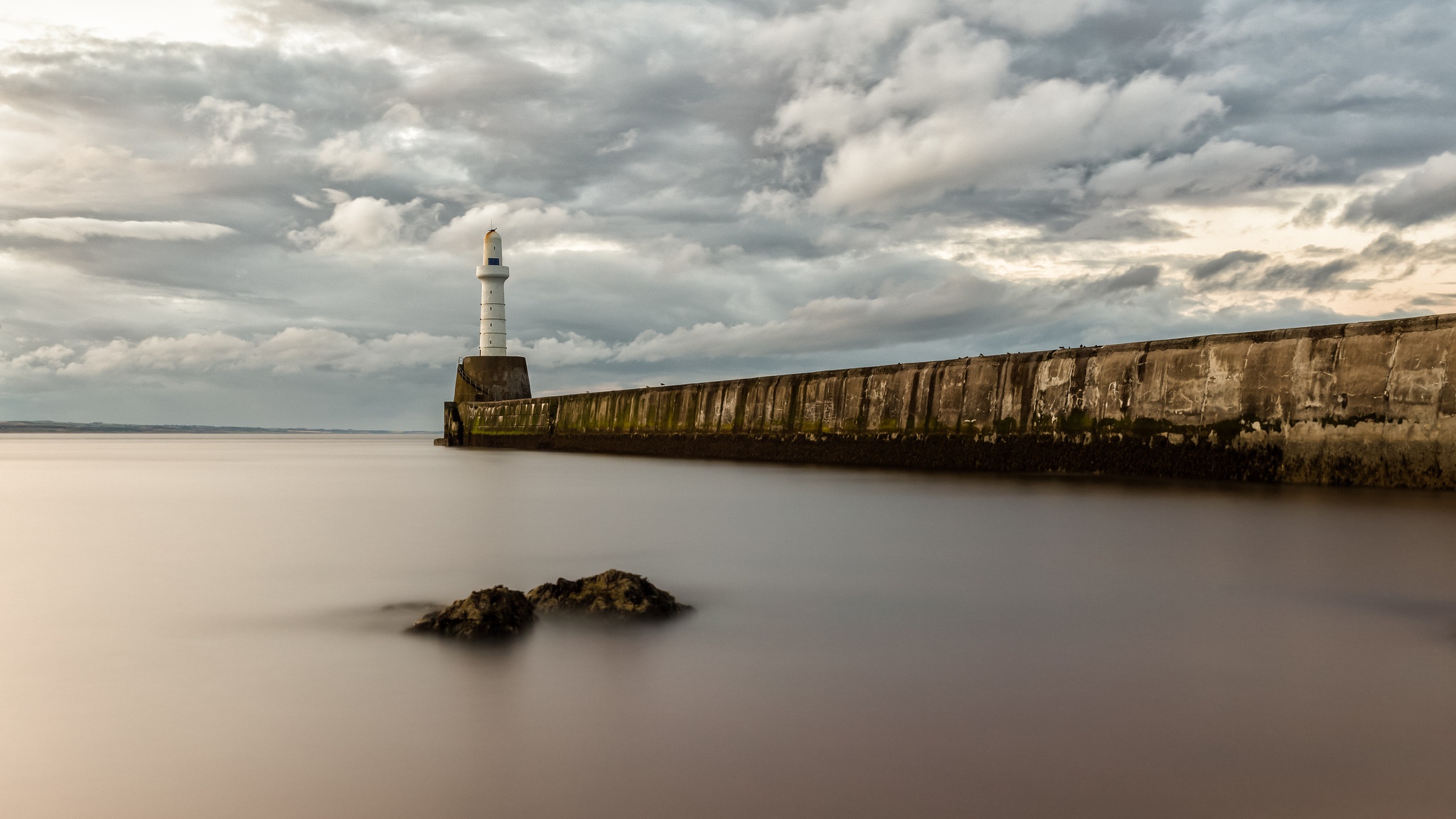 Download Ocean Cloud Sky Pier Building Man Made Lighthouse HD Wallpaper