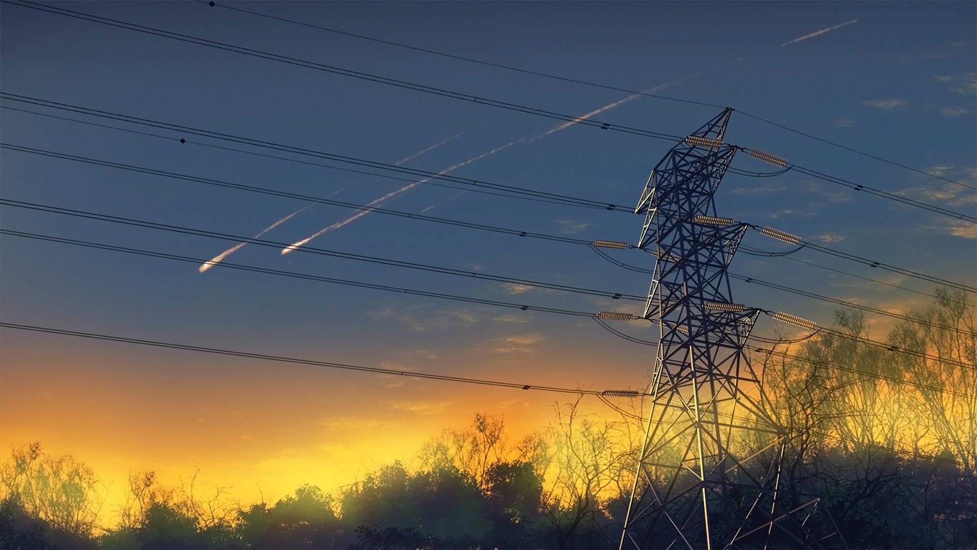 Electric Twilight: Original Anime Power Line HD Wallpaper by Mclelun