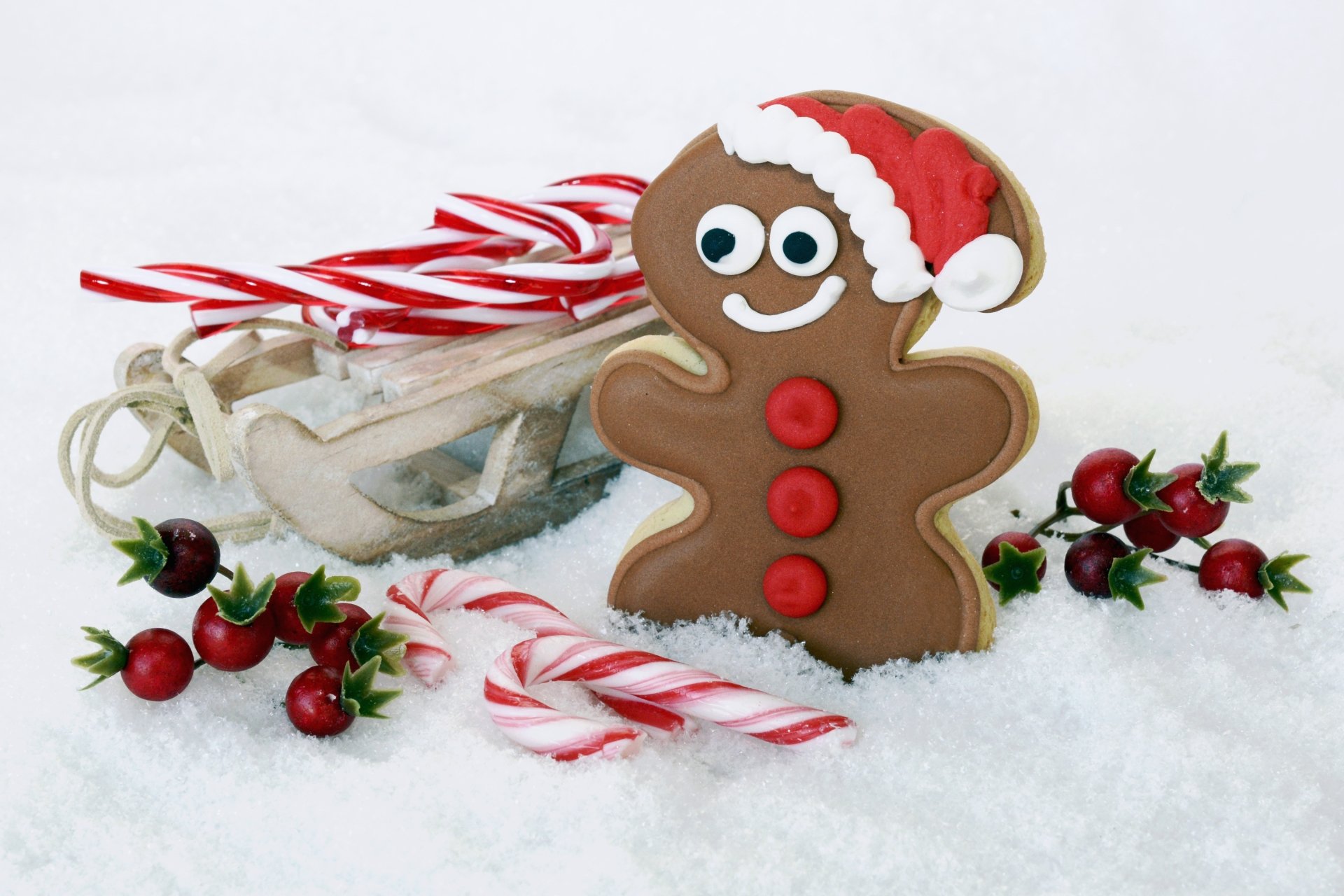 Download Sled Candy Cane Gingerbread Cookie Holiday Christmas 4k Ultra HD Wallpaper by annca