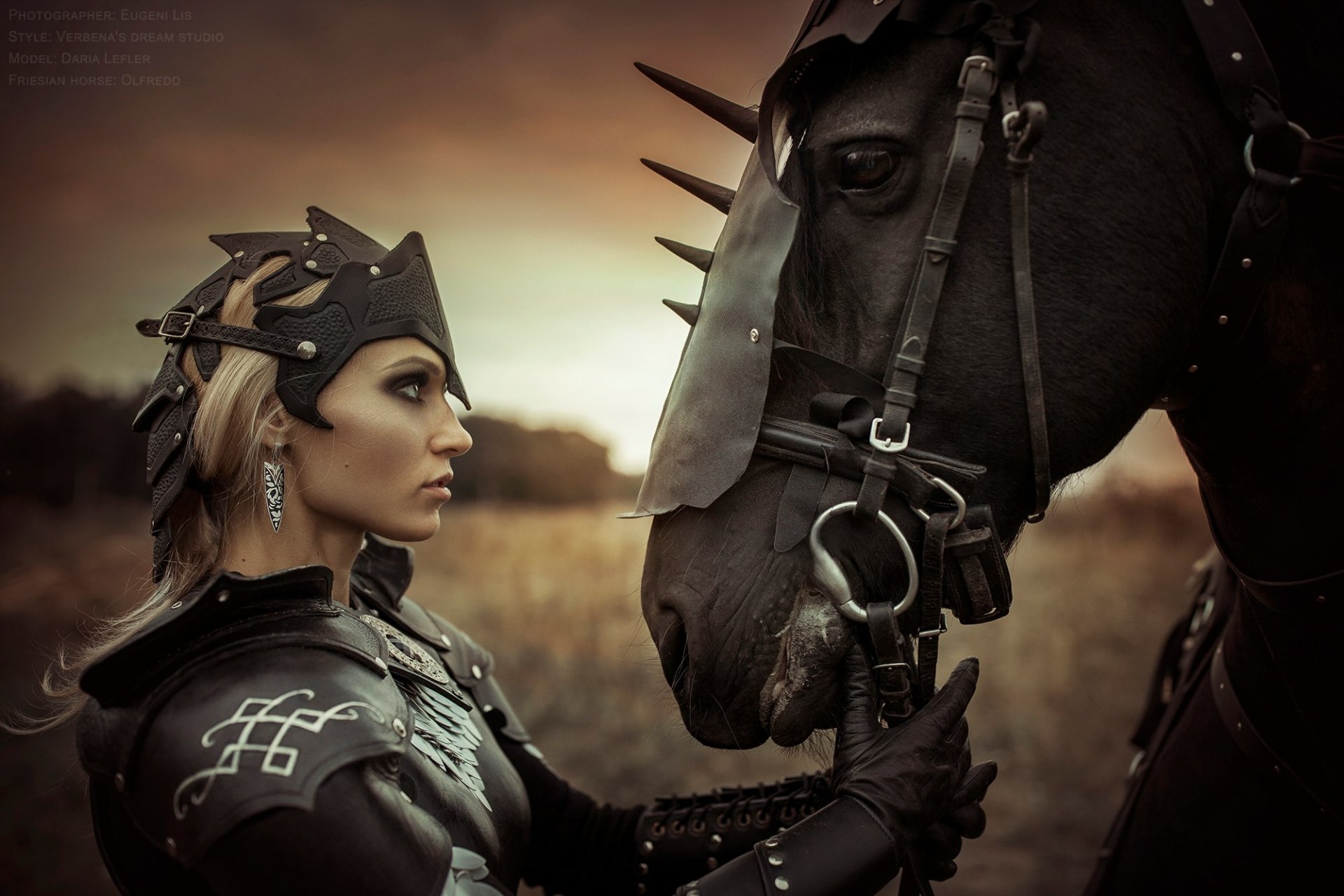 Epic Cosplay Warrior Woman HD Wallpaper with Majestic Black Horse by ...