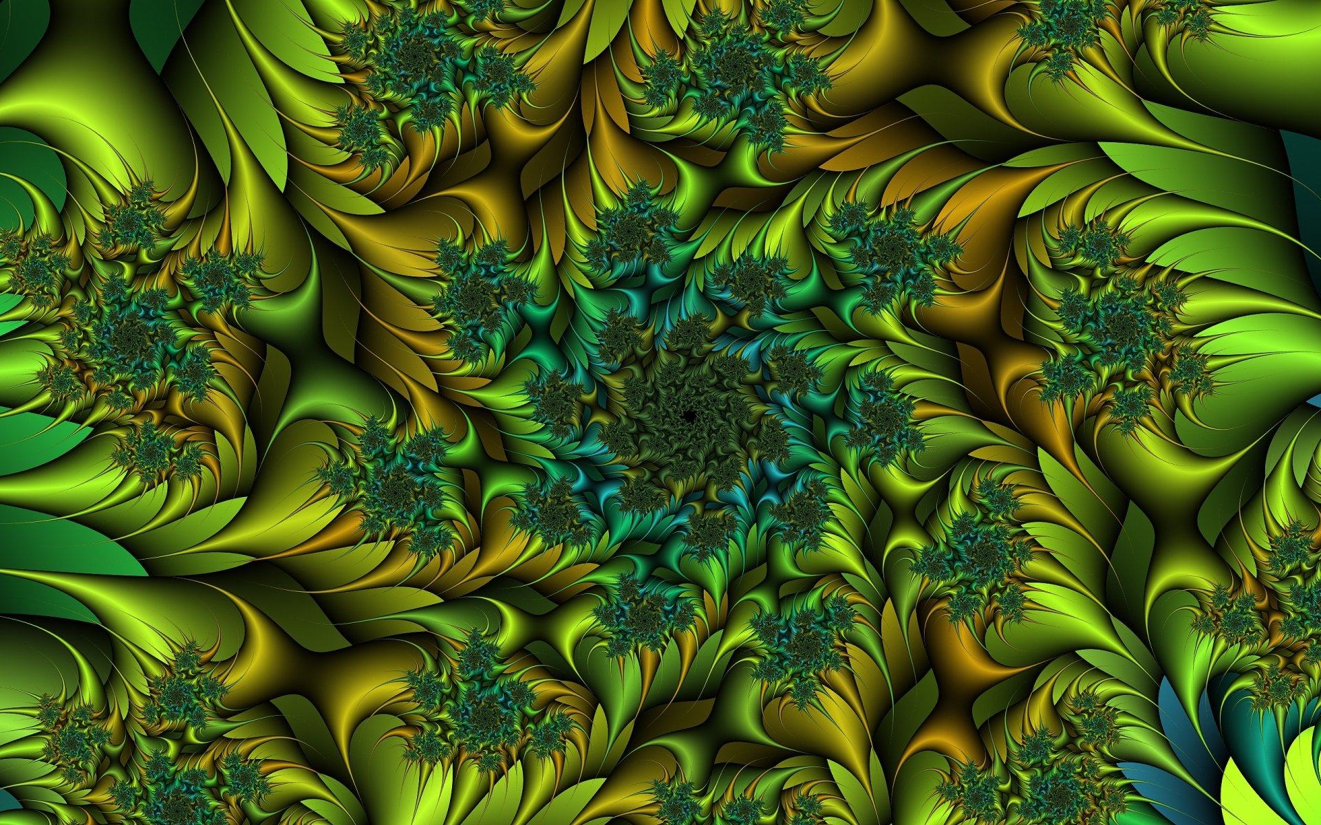 Vibrant Green Fractal: Abstract HD Wallpaper | 2560x1600 | Wallpaper Abyss