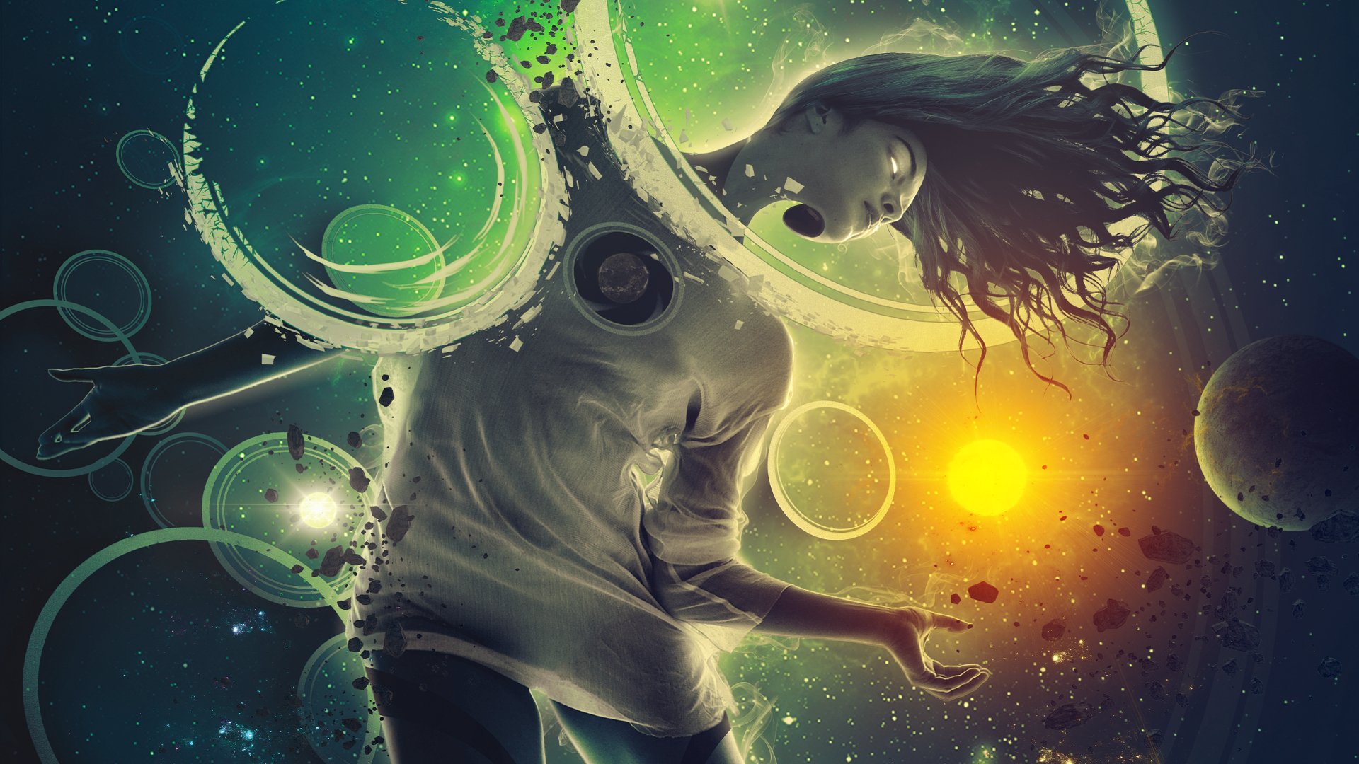 Download Planet Green Sci Fi Woman HD Wallpaper by Zacarias Guterres