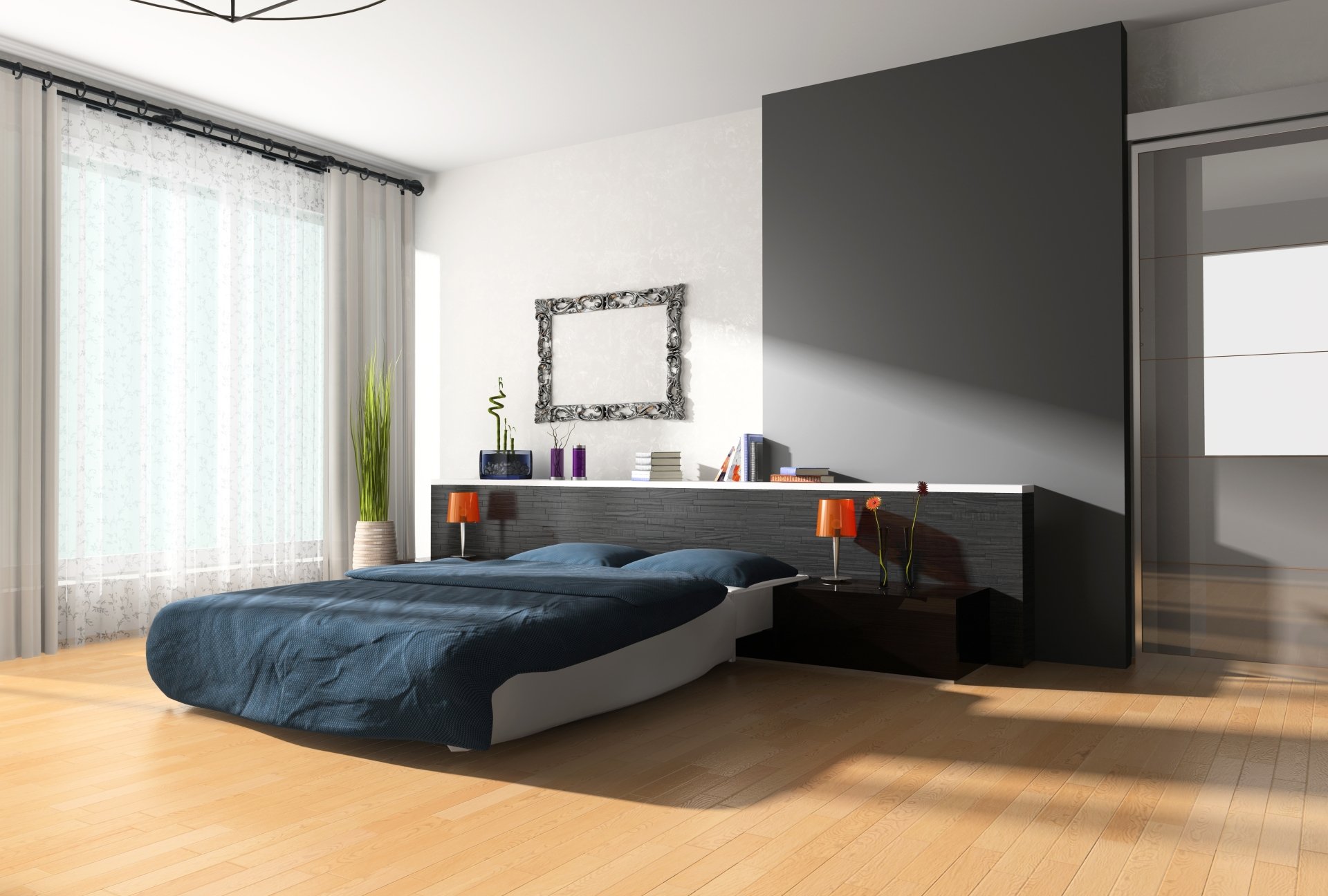 Download CGI Bedroom Bed Furniture Man Made Room 4k Ultra HD Wallpaper