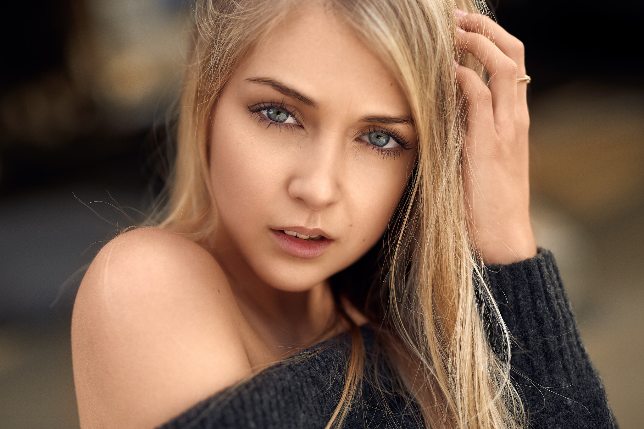 Download Blonde Depth Of Field Blue Eyes Face Woman Model HD Wallpaper ...