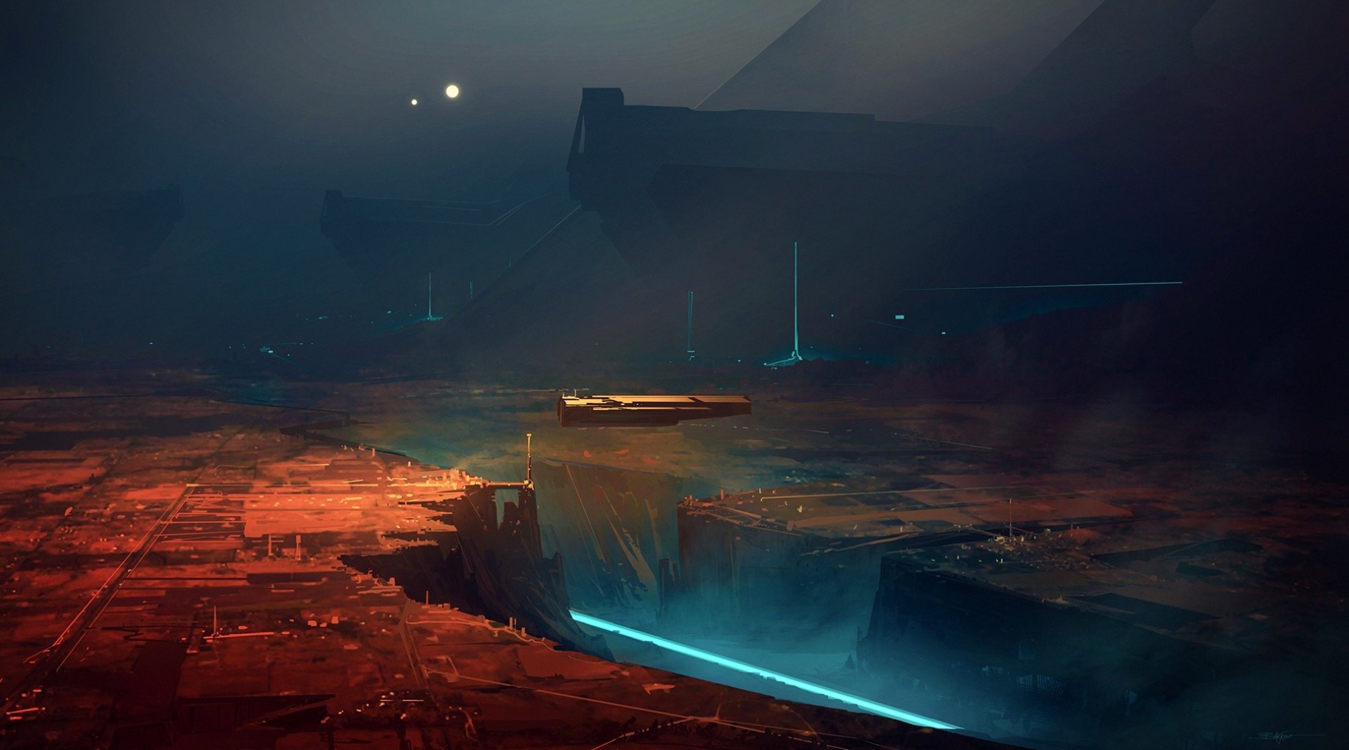 Sci-Fi Abyss Landscape HD Wallpaper by Jessica Rossier
