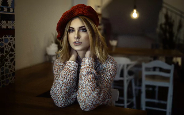 Download Lipstick Blue Eyes Face Model Woman Carla Sonre HD Wallpaper ...