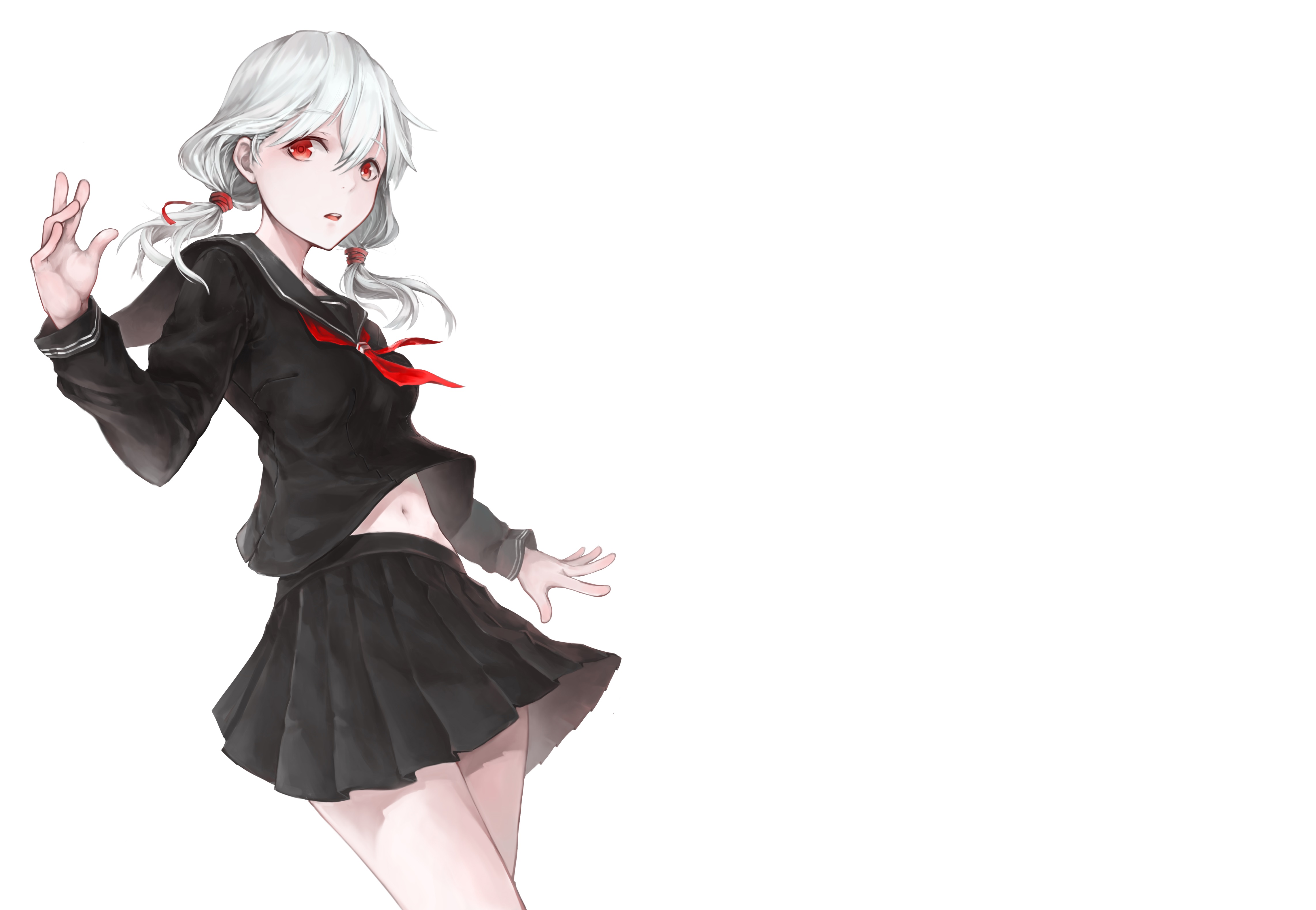 Red Eyes Twintails Download Twintails Thigh Highs Smile Green Eyes Red