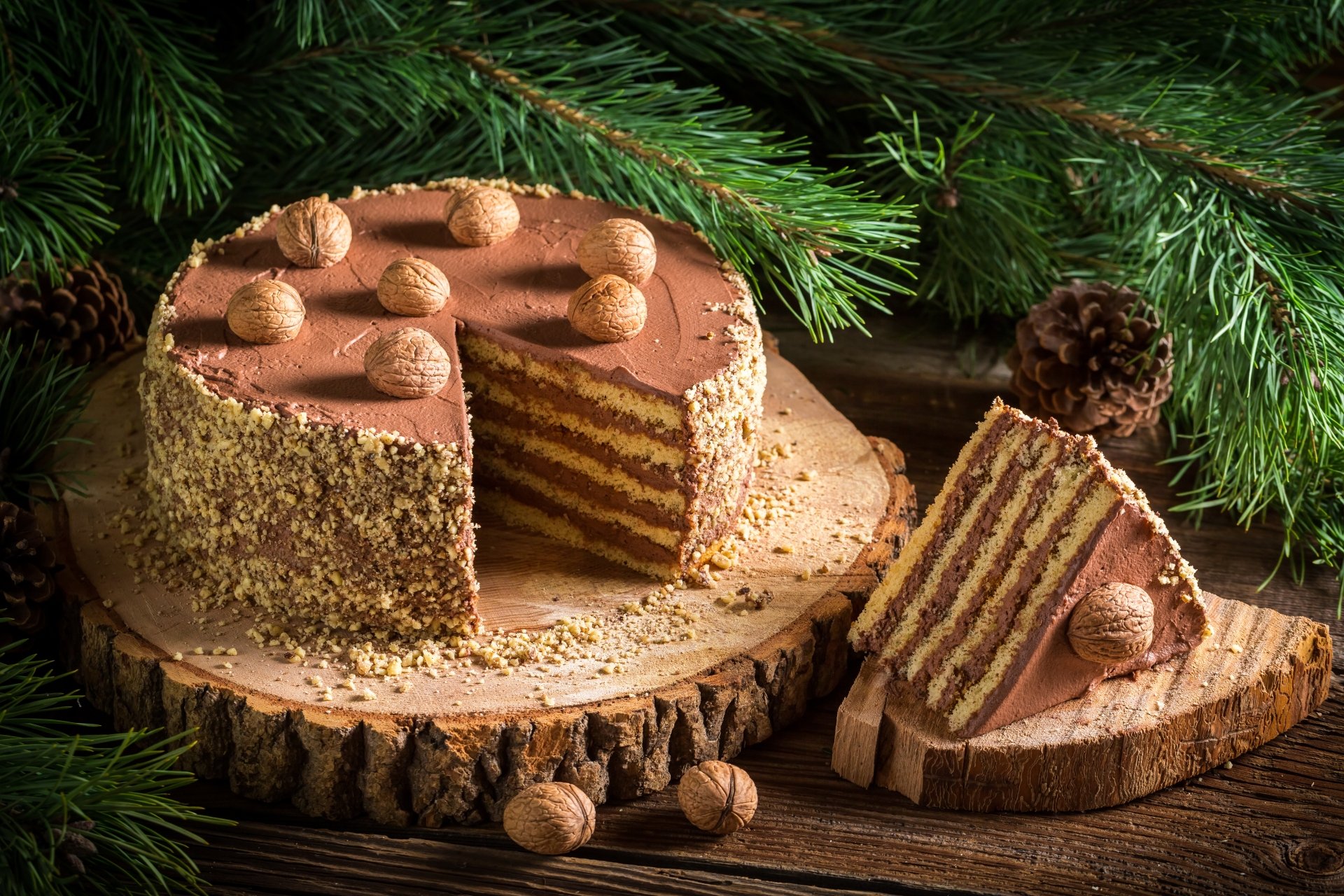Decadent Nutty Layered Cake – 4K Ultra HD Dessert Delight Wallpaper ...