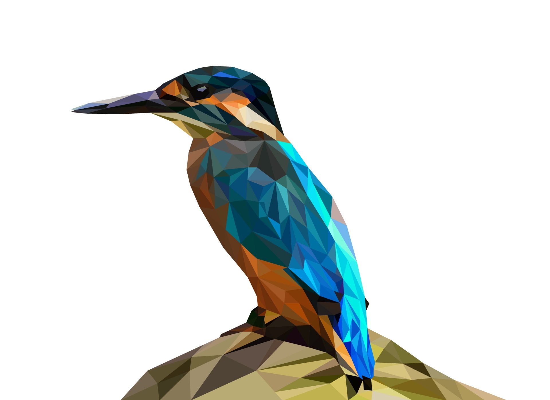 Download Polygon Low Poly Bird Kingfisher Abstract Facets HD Wallpaper ...