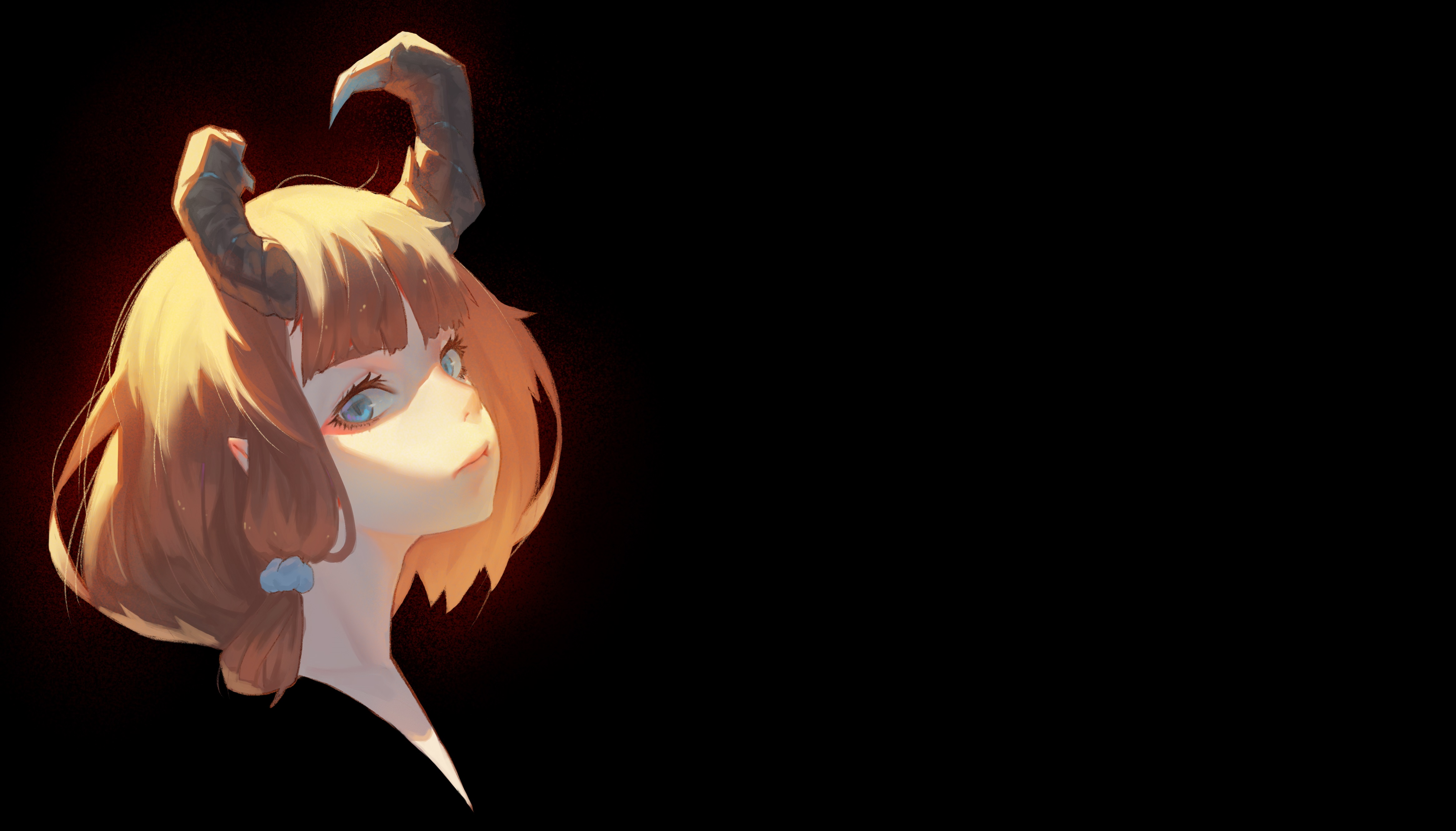 Download Pointed Ears Blue Eyes Blonde Horns Short Hair Anime Original ...