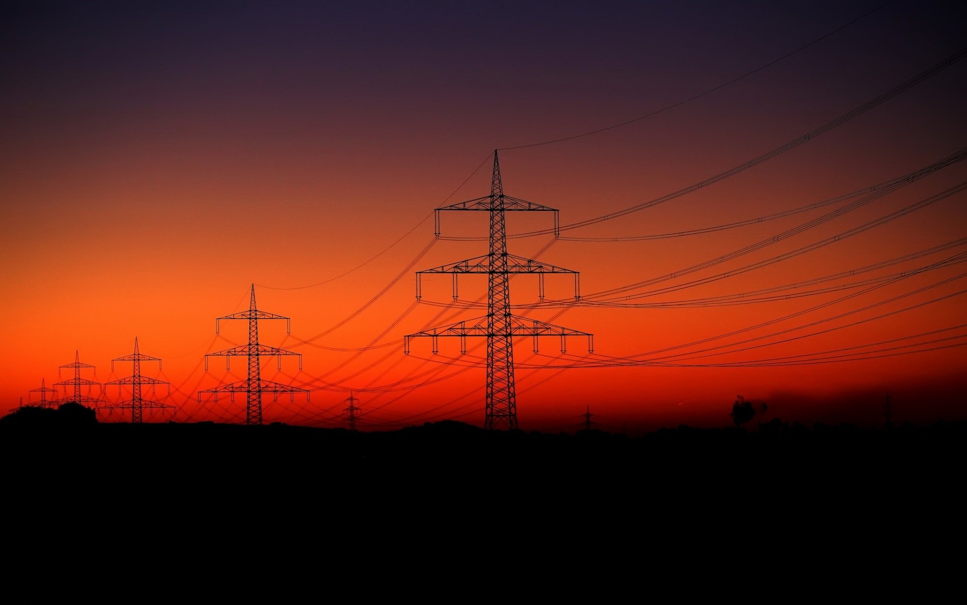 Download Sunset Man Made Power Line HD Wallpaper