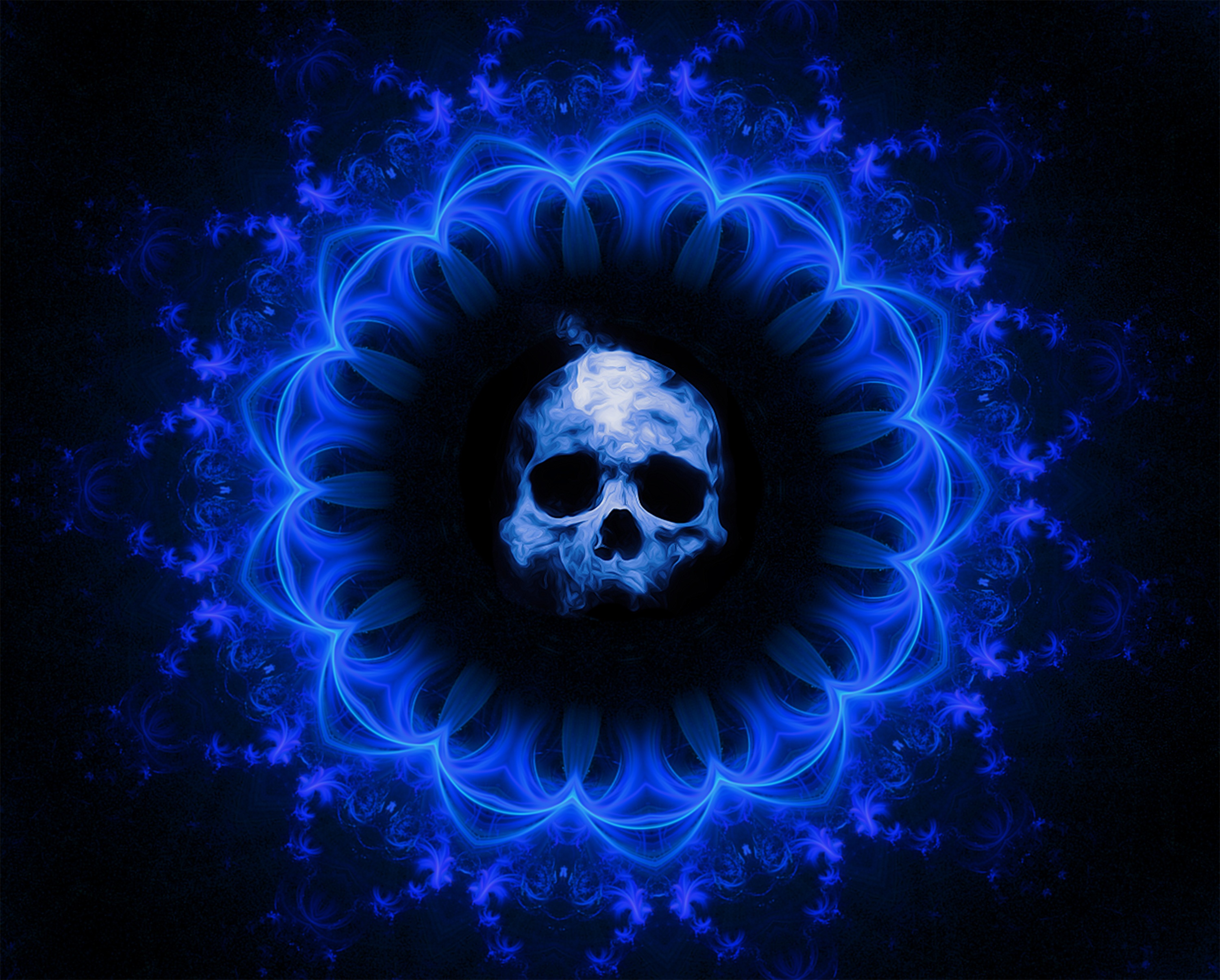 Download Pattern Blue Dark Skull HD Wallpaper