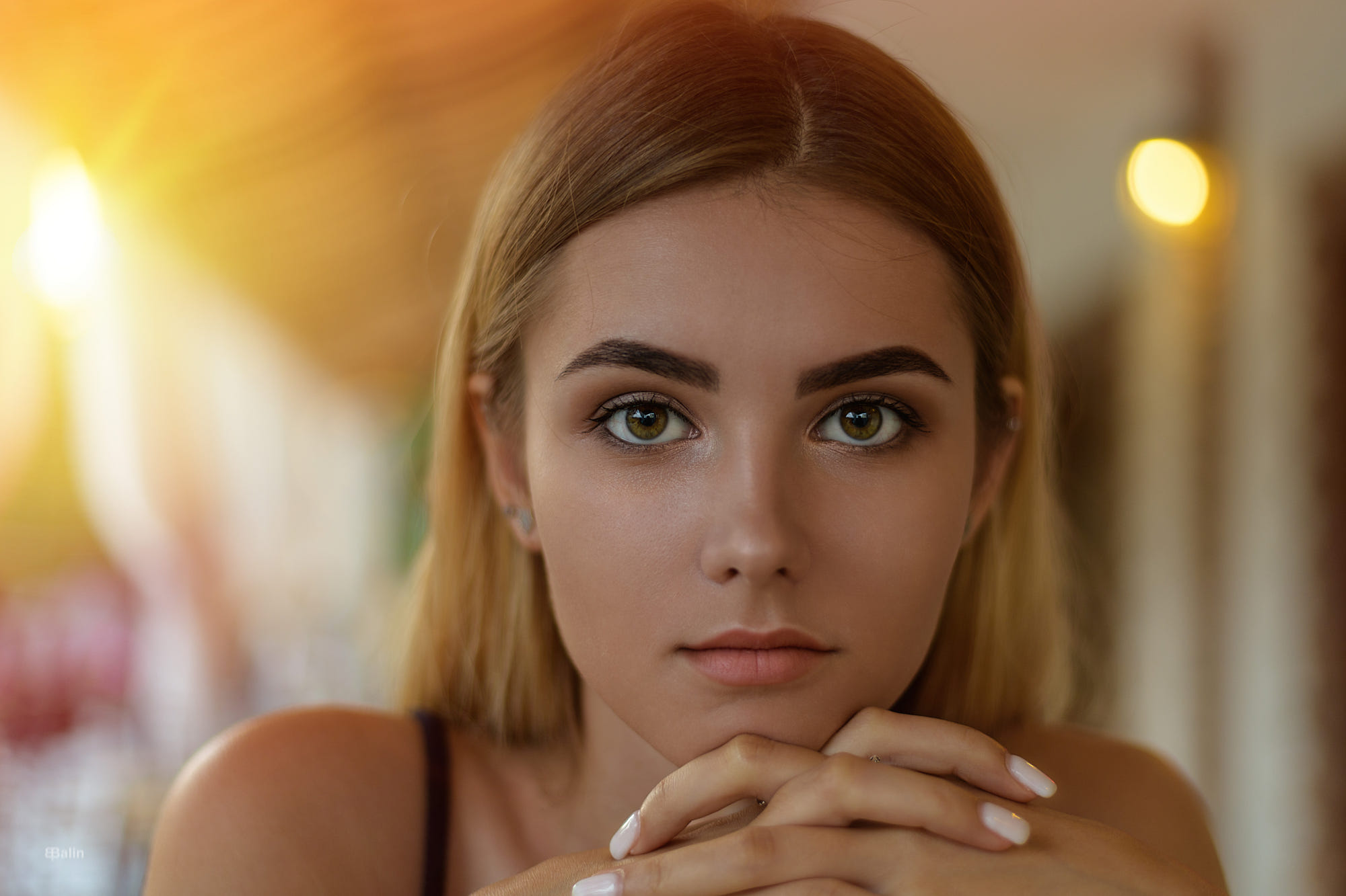 Download Depth Of Field Blonde Model Woman Face HD Wallpaper