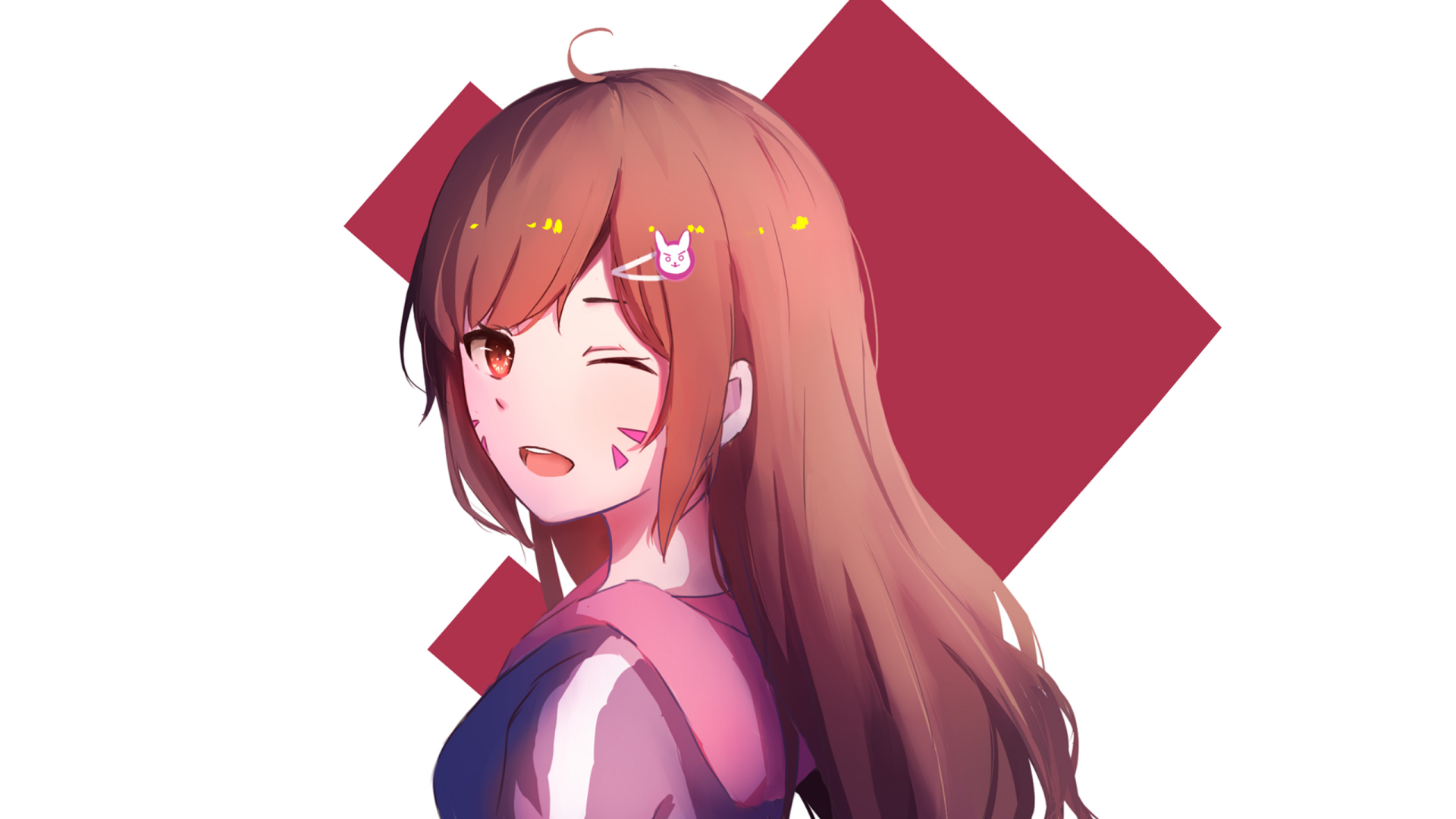 D.Va Smiling HD Wallpaper - Overwatch Character Art by 梦夏shimmer