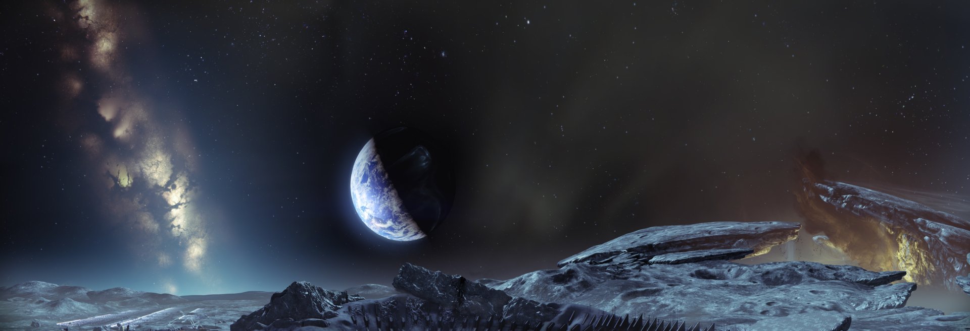 Destiny HD Wallpaper: Cosmic Moonscape Adventure | 3155x1080 ...